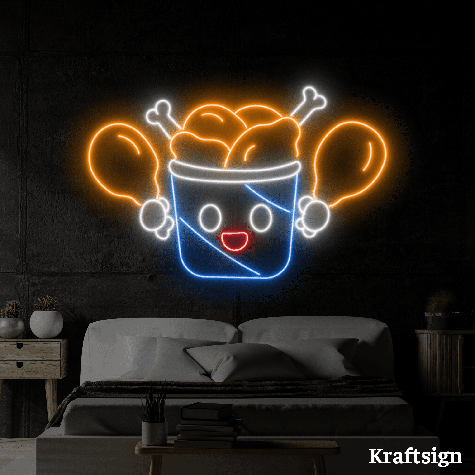 Craftnamesign Fried Chicken Neon Sign, Food LED Sign, Chicken Shop ...