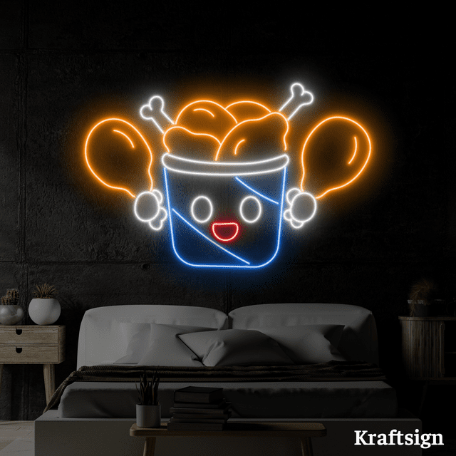 Craftnamesign Fried Chicken Neon Sign, Food LED Sign, Chicken Shop ...