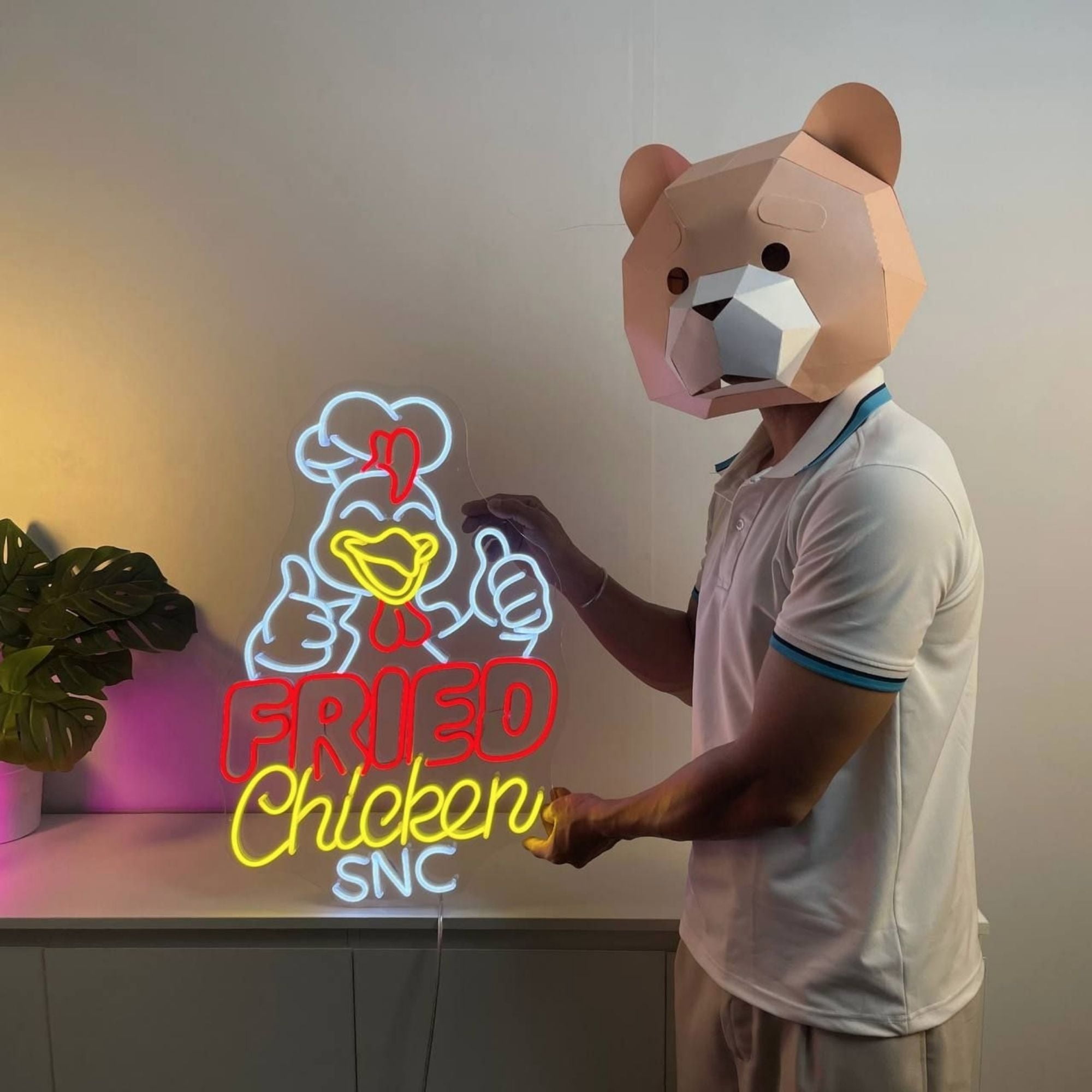Craftnamesign Fried Chicken Neon Sign Wall Art, Fried Chicken Store Led ...