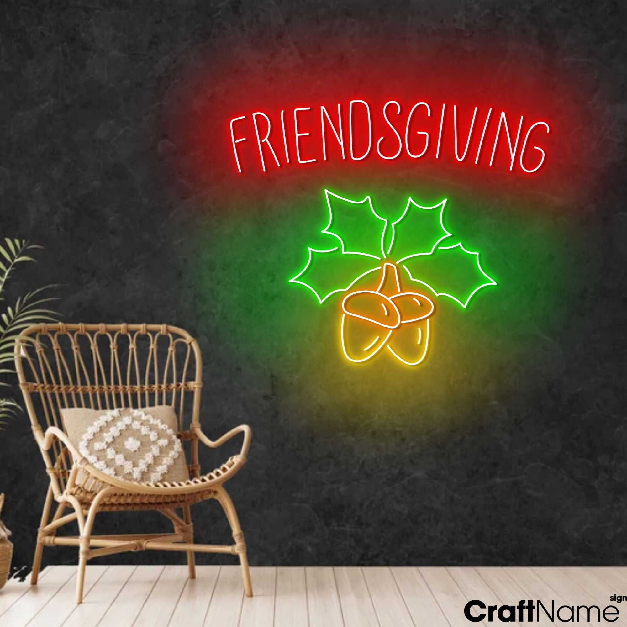 Craftnamesign Friendsgiving Neon Light, Thankful LED Sign, Thanksgiving ...