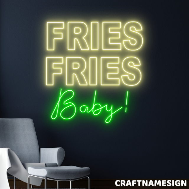 Craftnamesign Fries Fries Baby Led Sign, Street Food Wall Art, Chicken ...