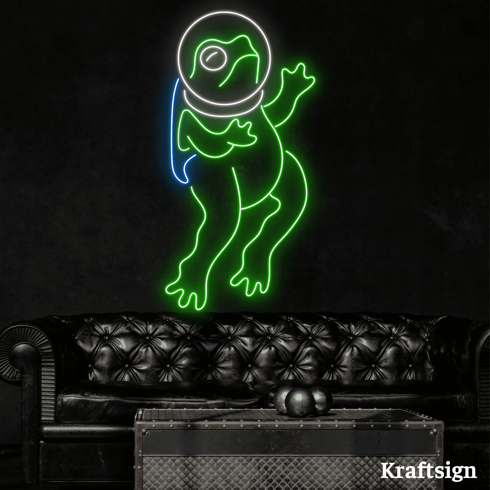 Craftnamesign Frog Astronaut Neon Sign, Cute Frog Decor, Frog Wall Art ...