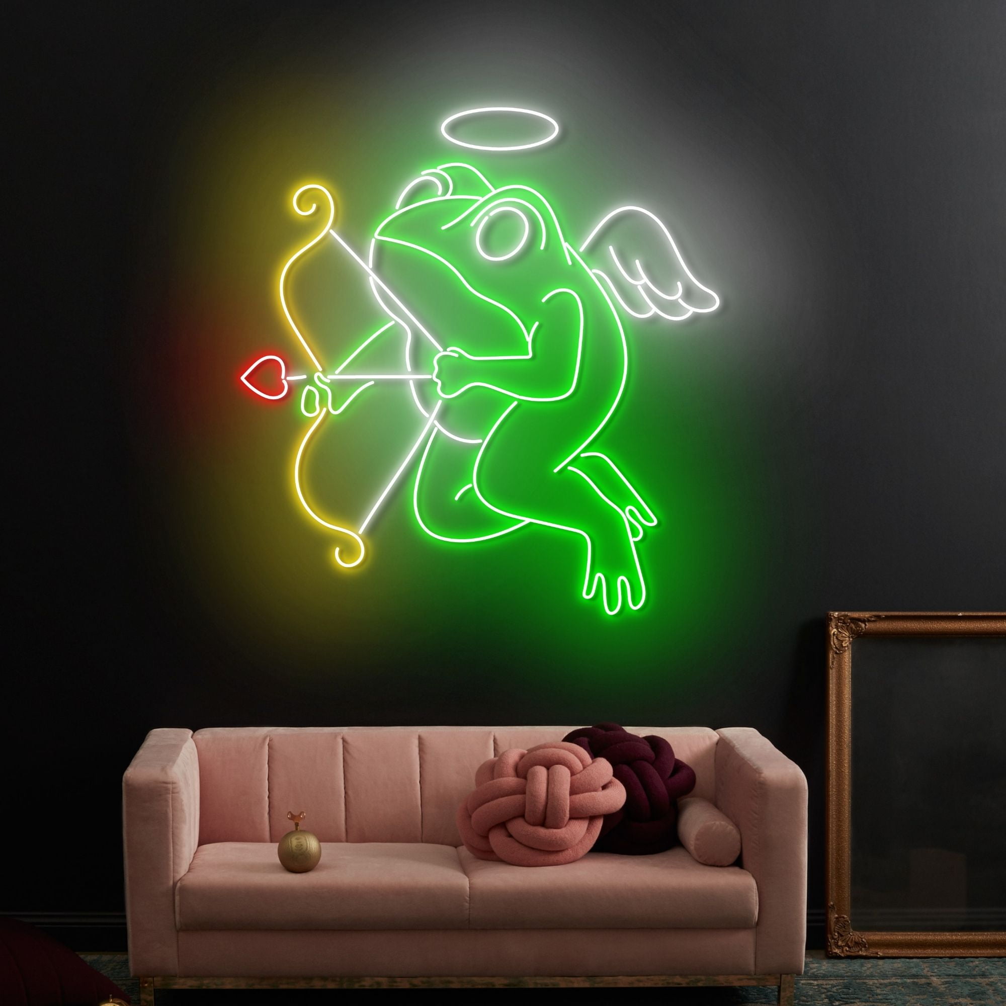 Craftnamesign Frog Cupid Valentine Neon Light, Cupid Frog Led Sign ...