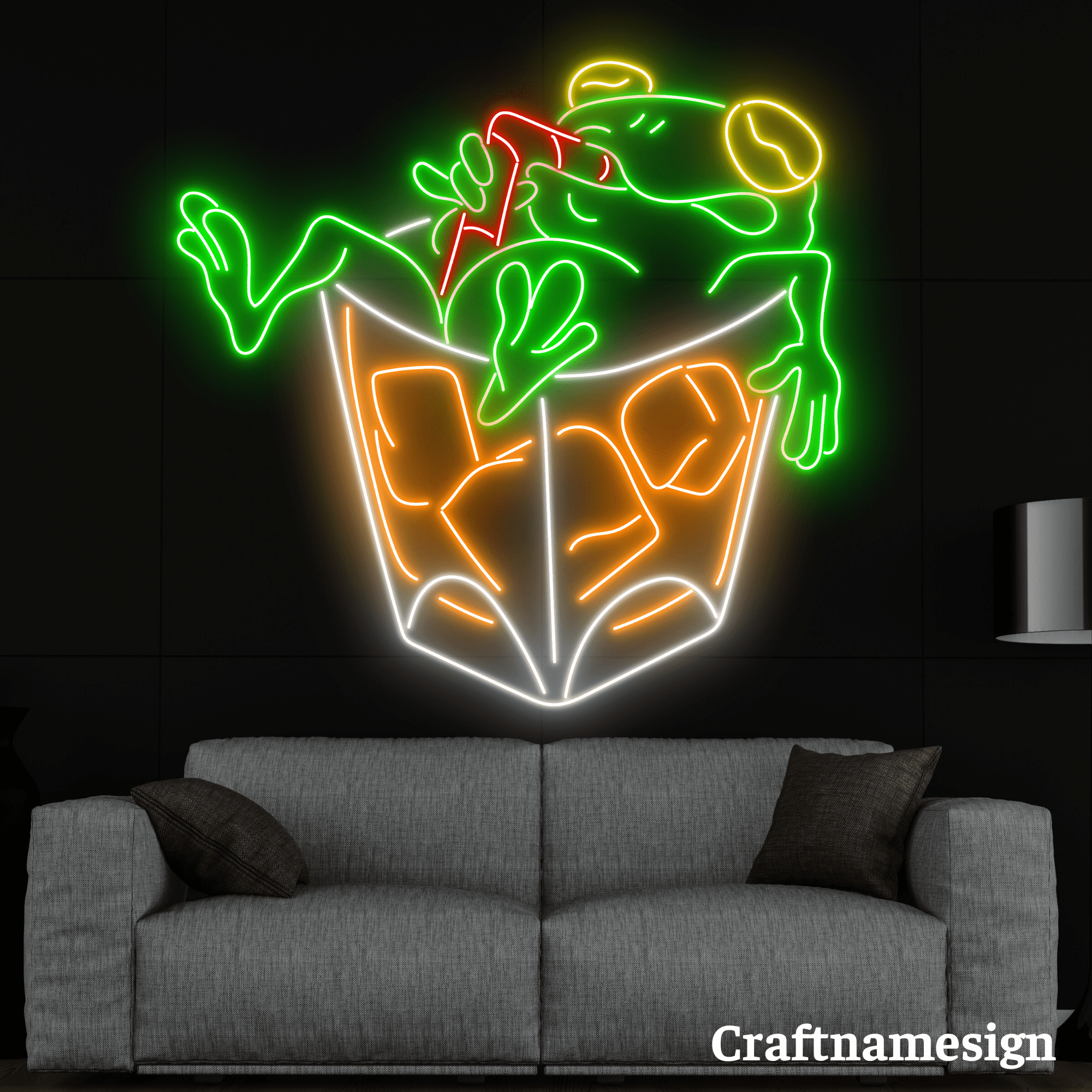 Craftnamesign Frog In Cocktail Glass Neon Sign for Drinks Bar Club Men ...