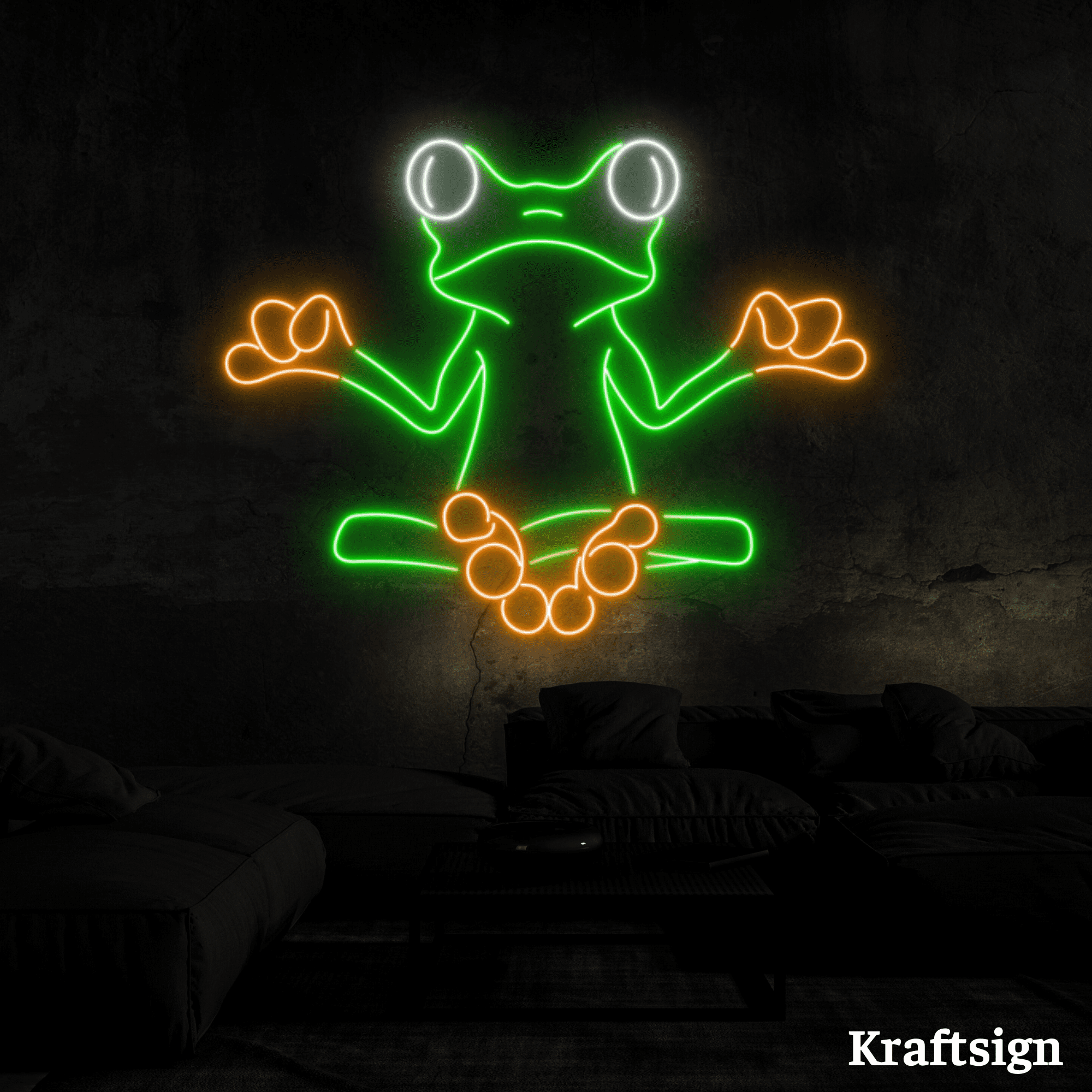 Craftnamesign Frog Meditation Neon Sign, Frog Lover Gifts, Yoga Room ...