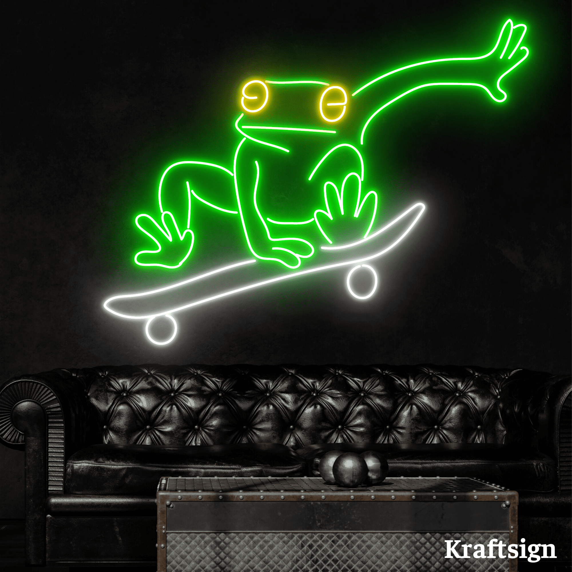 Craftnamesign Frog Skateboard Neon Sign, Cool Frog Sign, Frog Wall Art ...