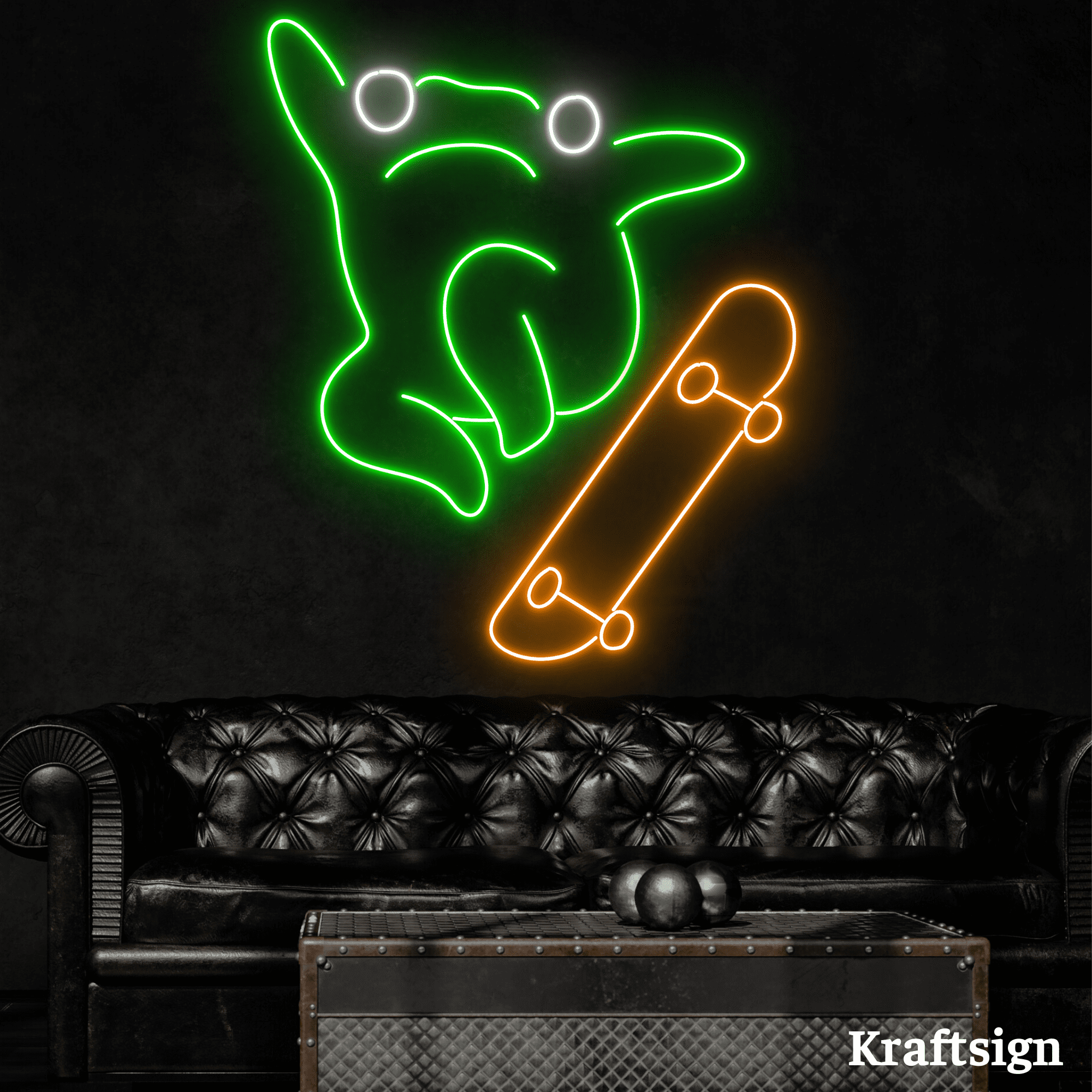 Craftnamesign Frog Skateboard Neon Sign, Kids Room Decor, Frog Wall Art ...