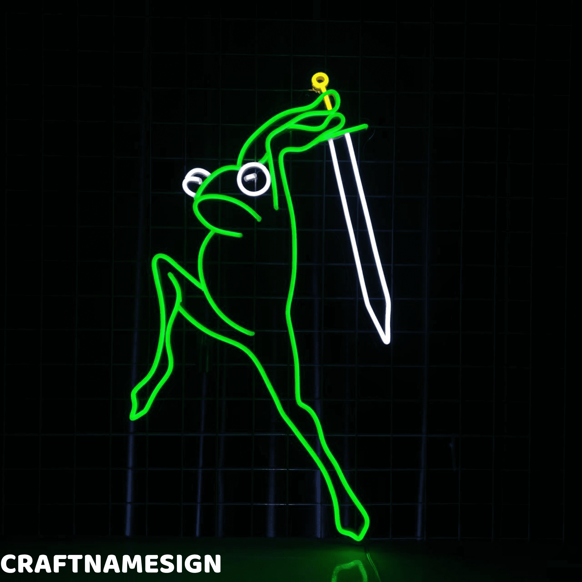 Craftnamesign Frog With Fencing Neon Sign, Fencing Wall Art, Sport ...