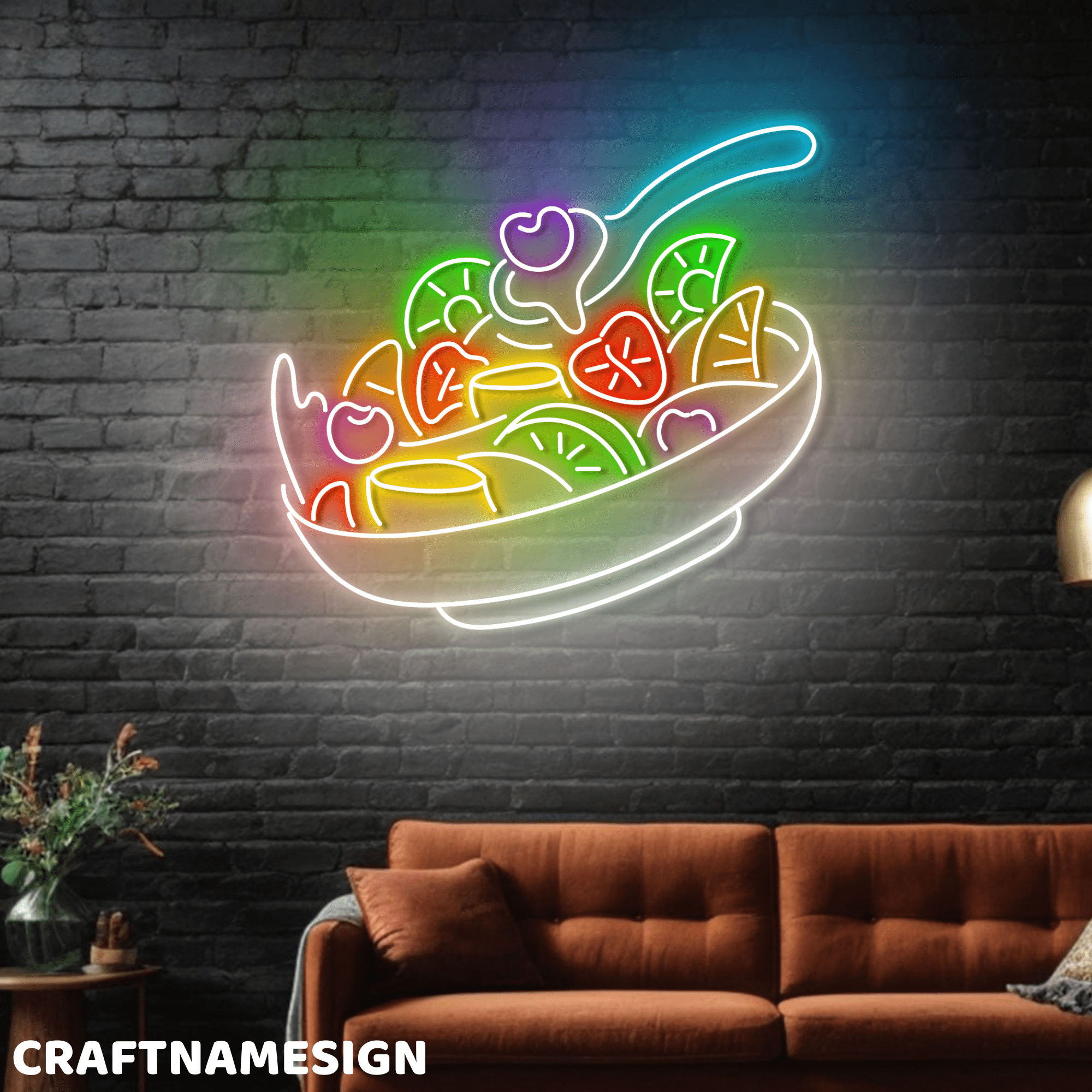 Craftnamesign Fruit Salad Neon Sign, Vegan Wall Art, Kitchen Wall Decor ...