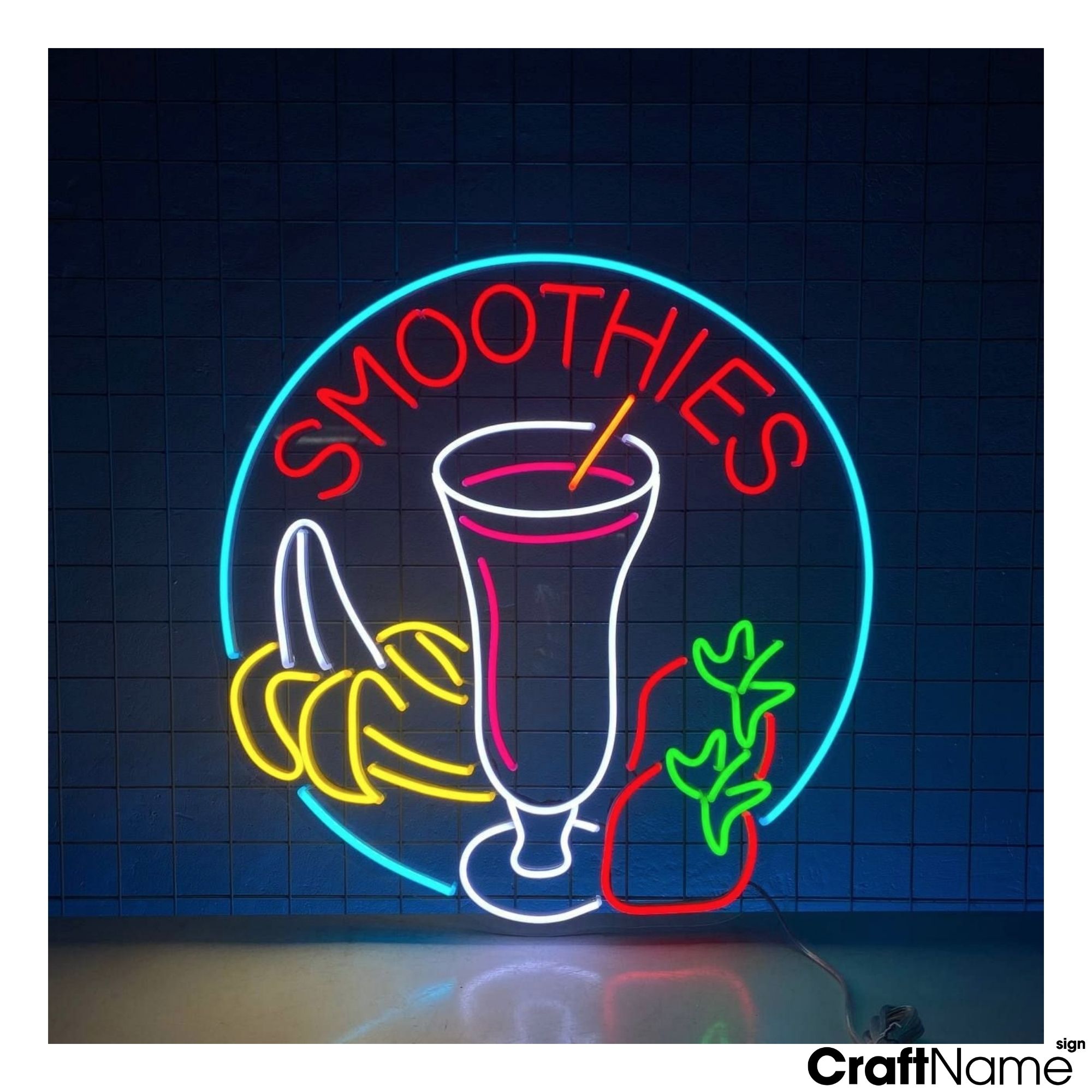 Craftnamesign Fruit Smoothies Neon Light Up Wall Art, Open Sign For ...