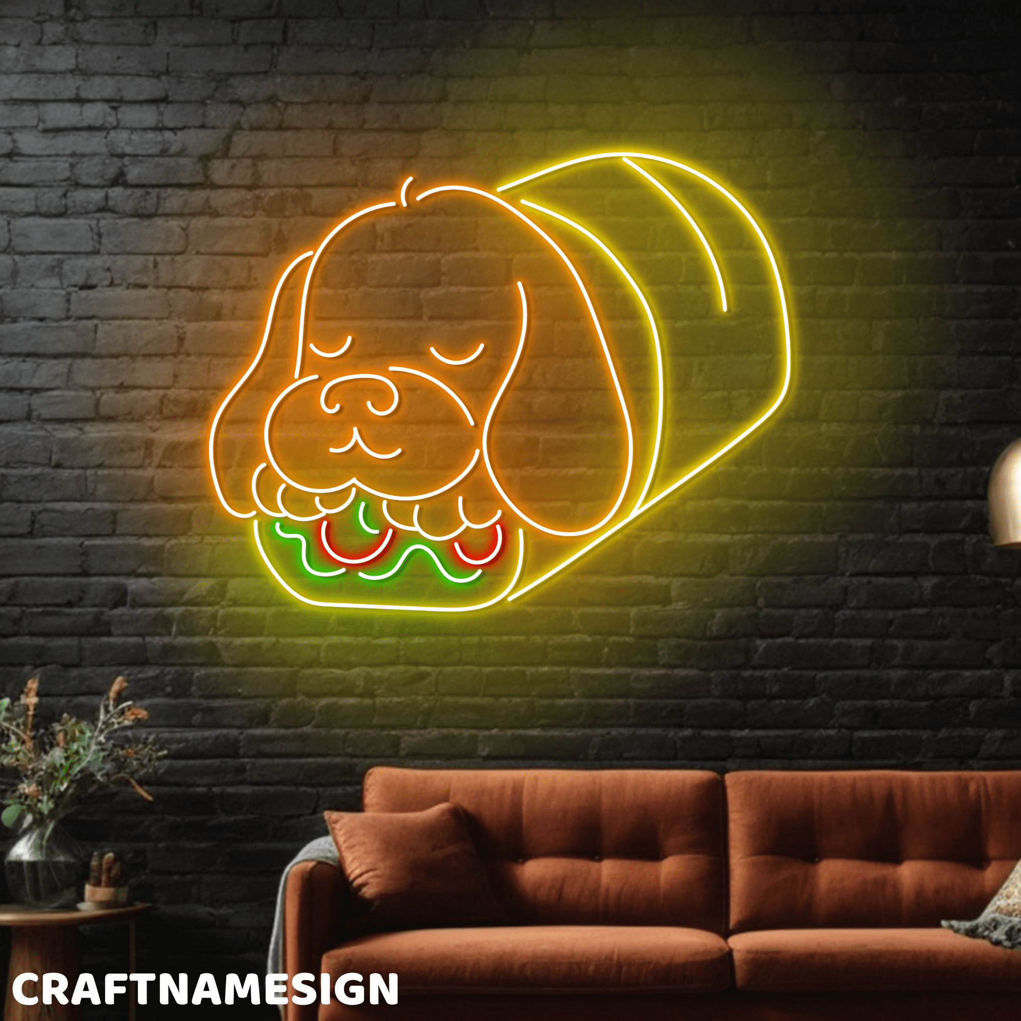 Craftnamesign Funny Dog Burrito Neon Sign, Mexican Restaurant Wall ...