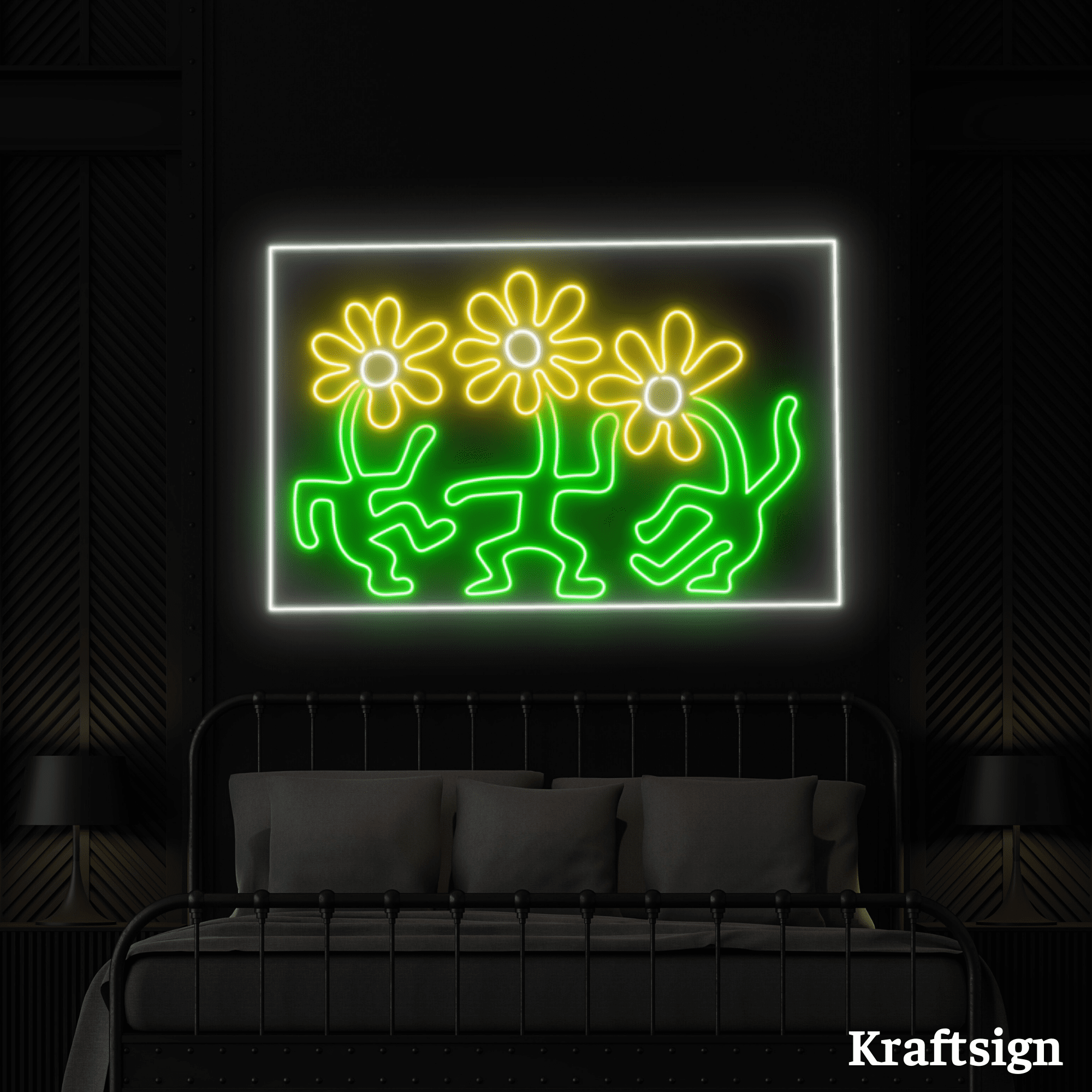 Craftnamesign Funny Flower Neon Sign Abstract Art Led Sign Bedroom