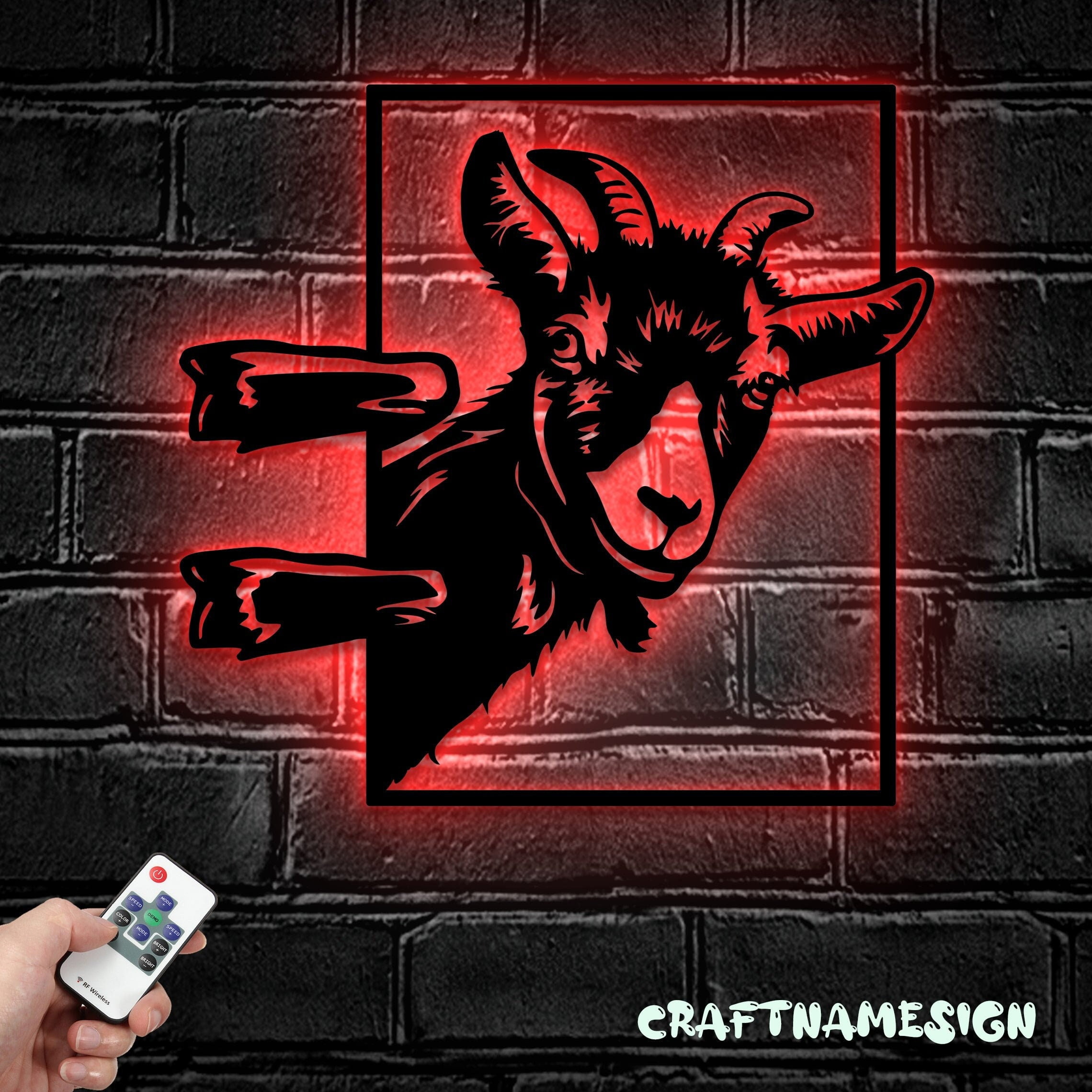 Craftnamesign Funny Goat Farmhouse Metal Wall Art LED Light, Goat Farm ...