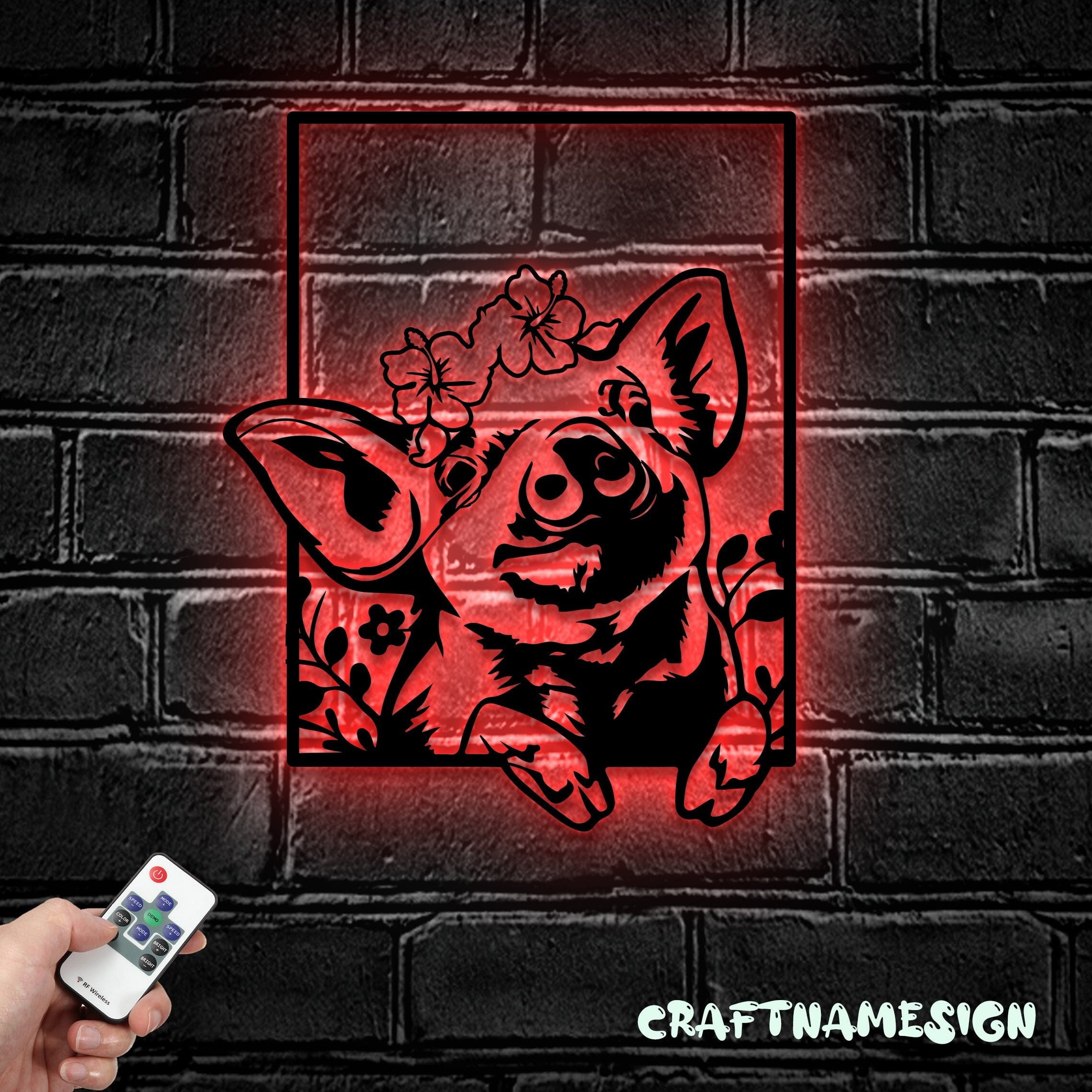 Craftnamesign Funny Pig Farmhouse Metal Wall Art Led Light, Pig Farm ...