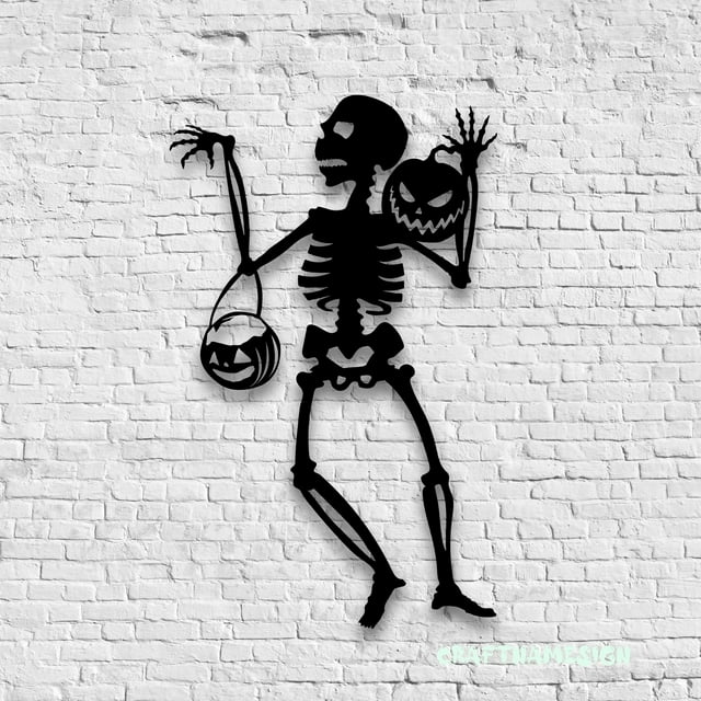 Craftnamesign Funny Skeleton Dancer Metal Wall Art LED Light, Skeleton ...