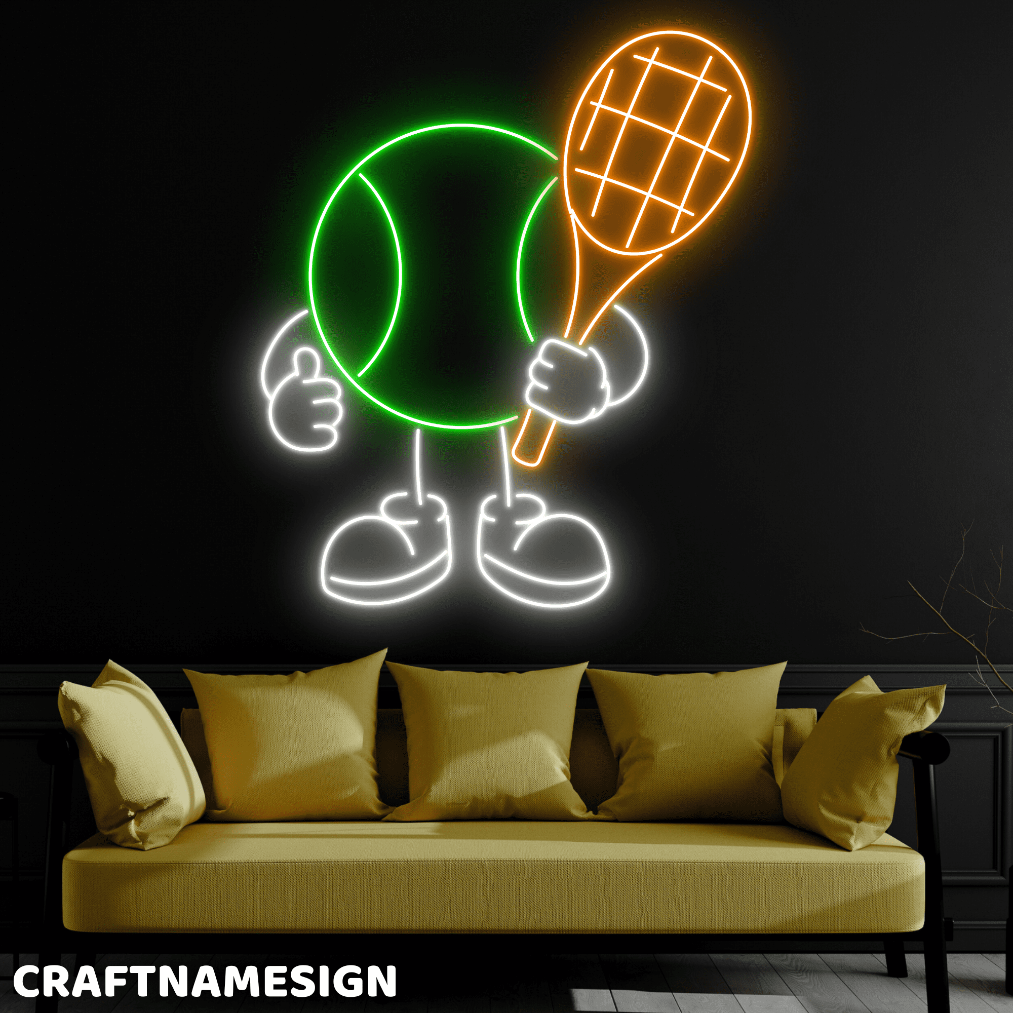 Craftnamesign Funny Tennis Ball Neon Sign, Tennis Club Wall Sign, Kids ...