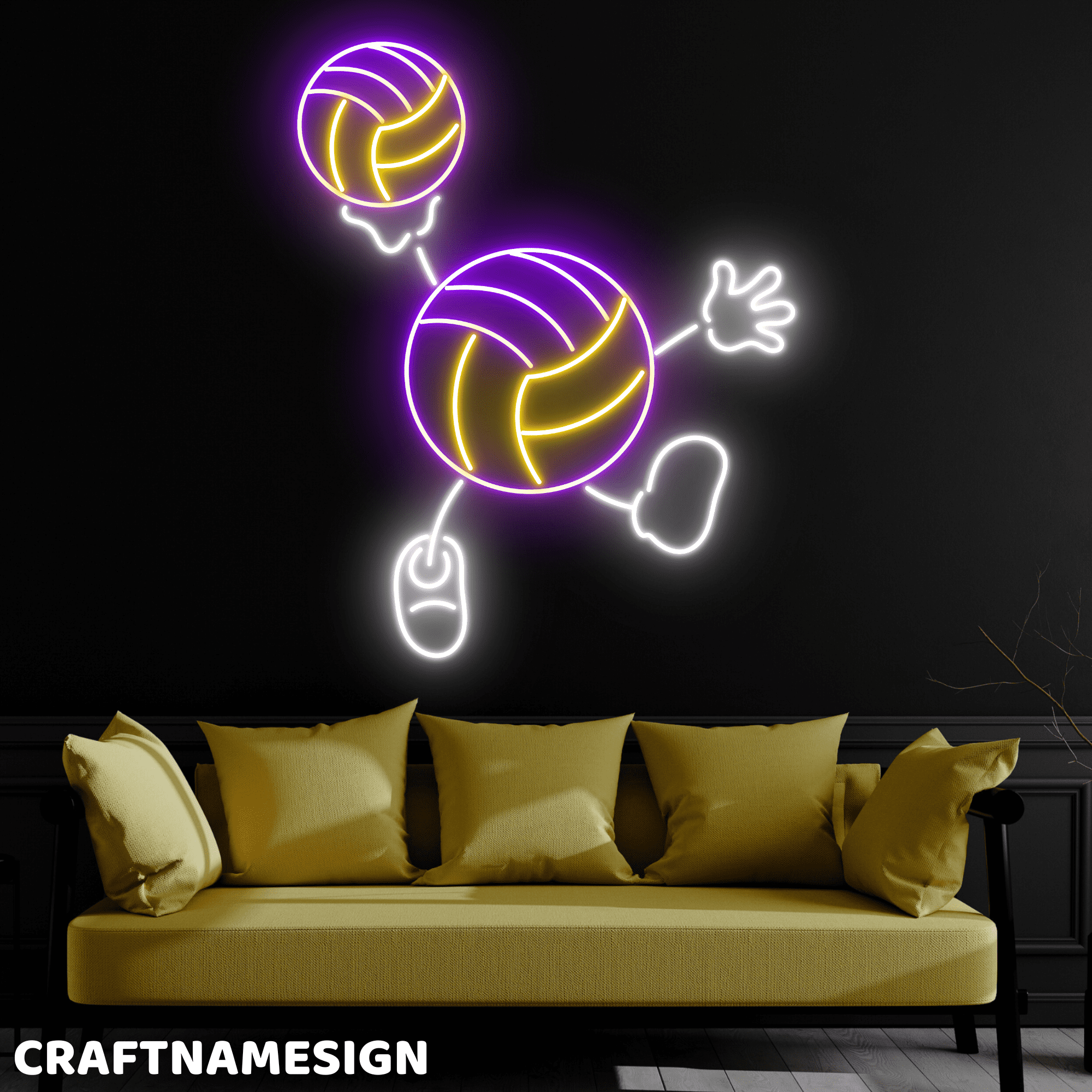 Craftnamesign Funny Volleyball Neon Sign, Volleyball Club Wall Sign ...