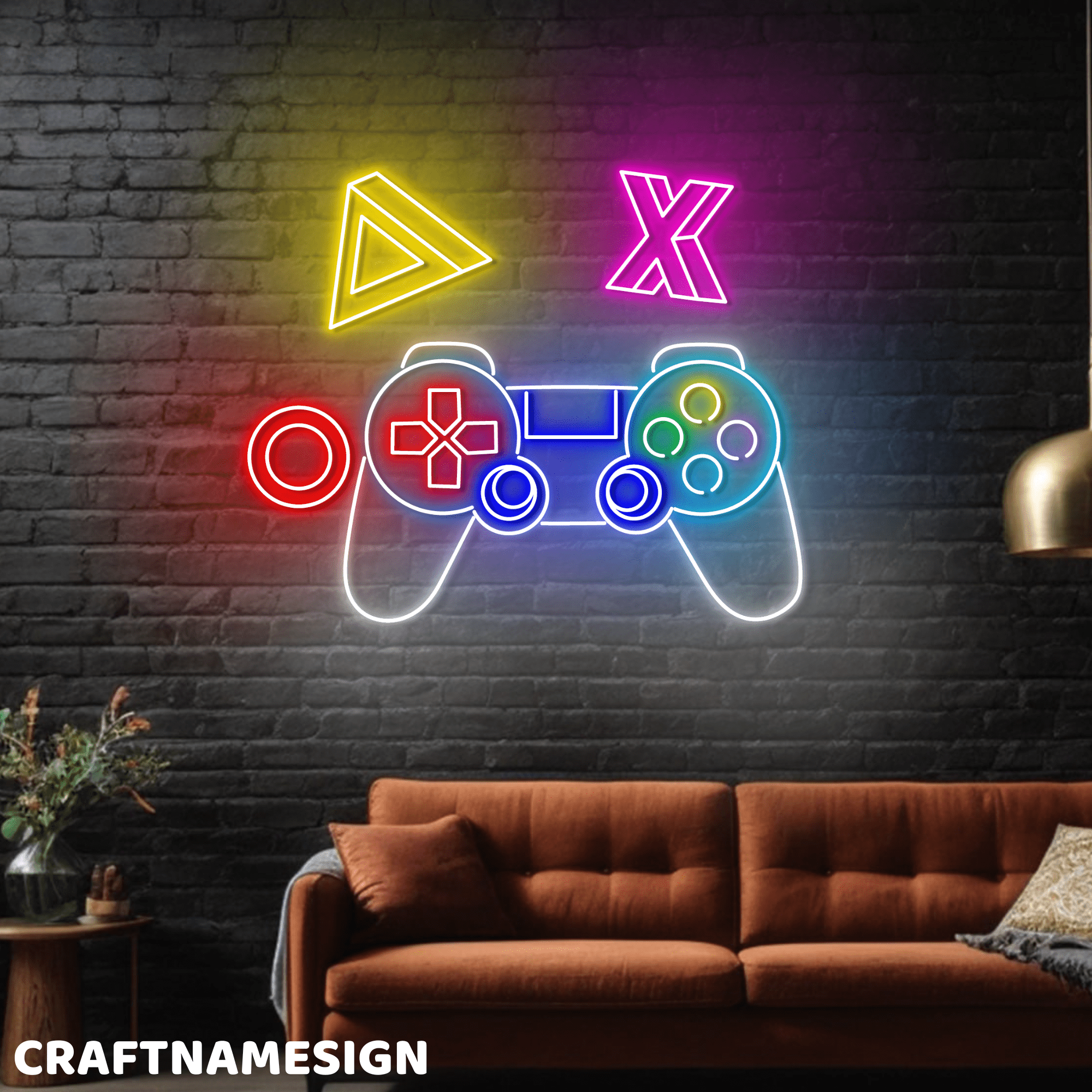 Craftnamesign Game Controller Neon Light, Wall Decor For Game Room Game ...