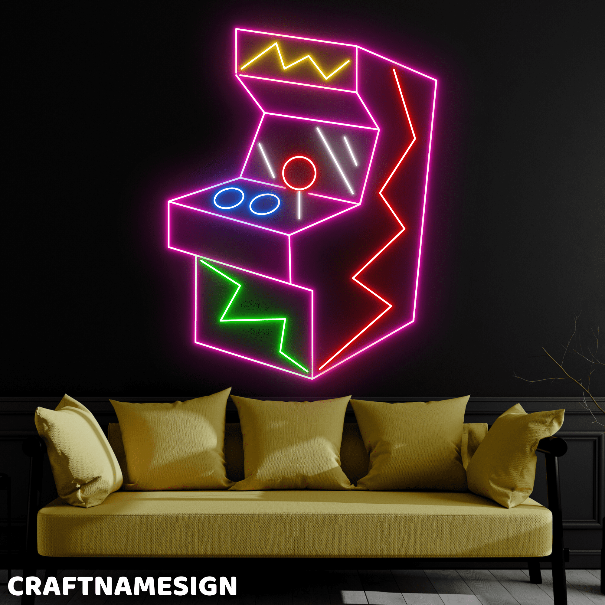Craftnamesign Game Machine Neon Sign, Arcade Machine Wall Art, Game ...