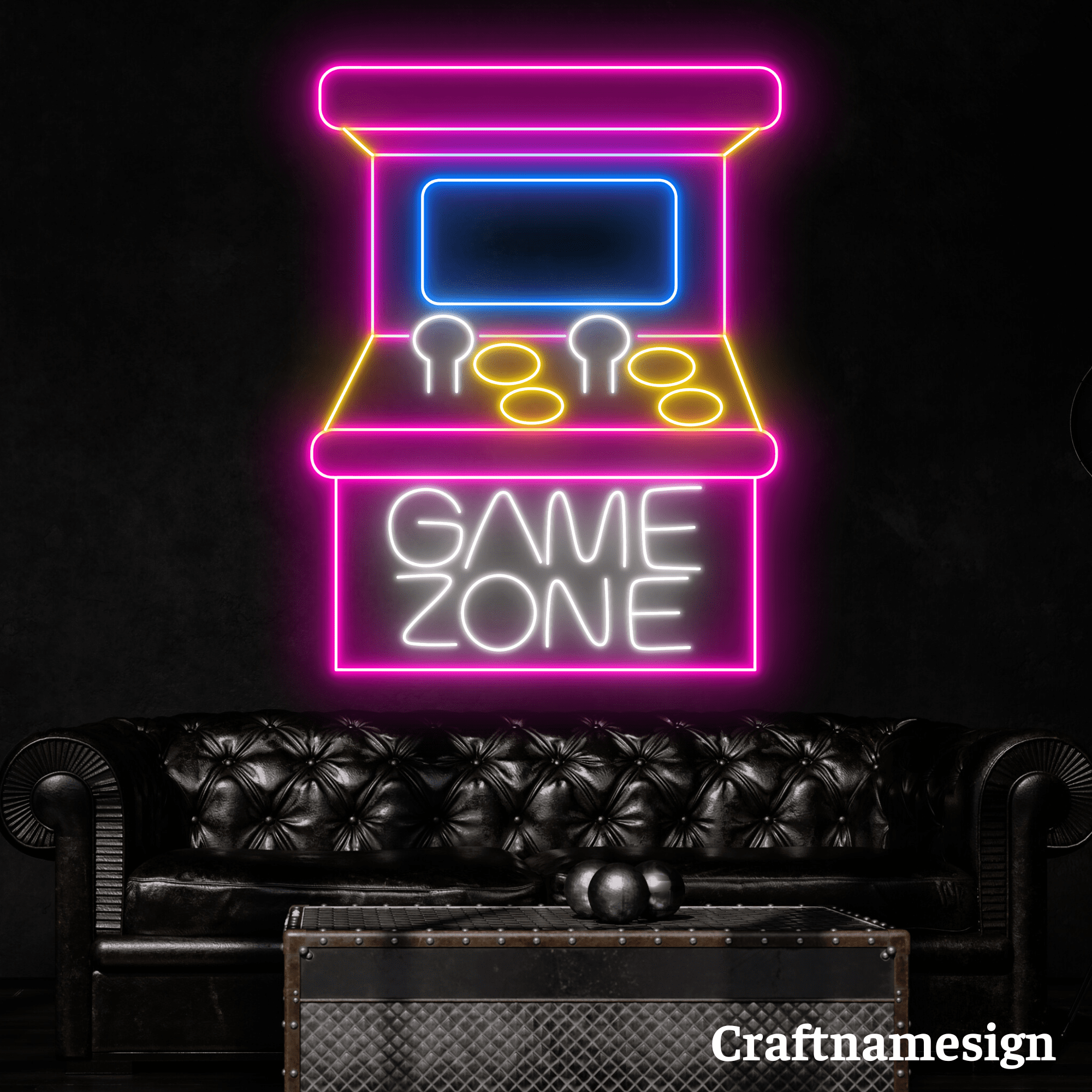 Craftnamesign Game Machine Neon Sign for Game Zone Arcade Room Wall ...
