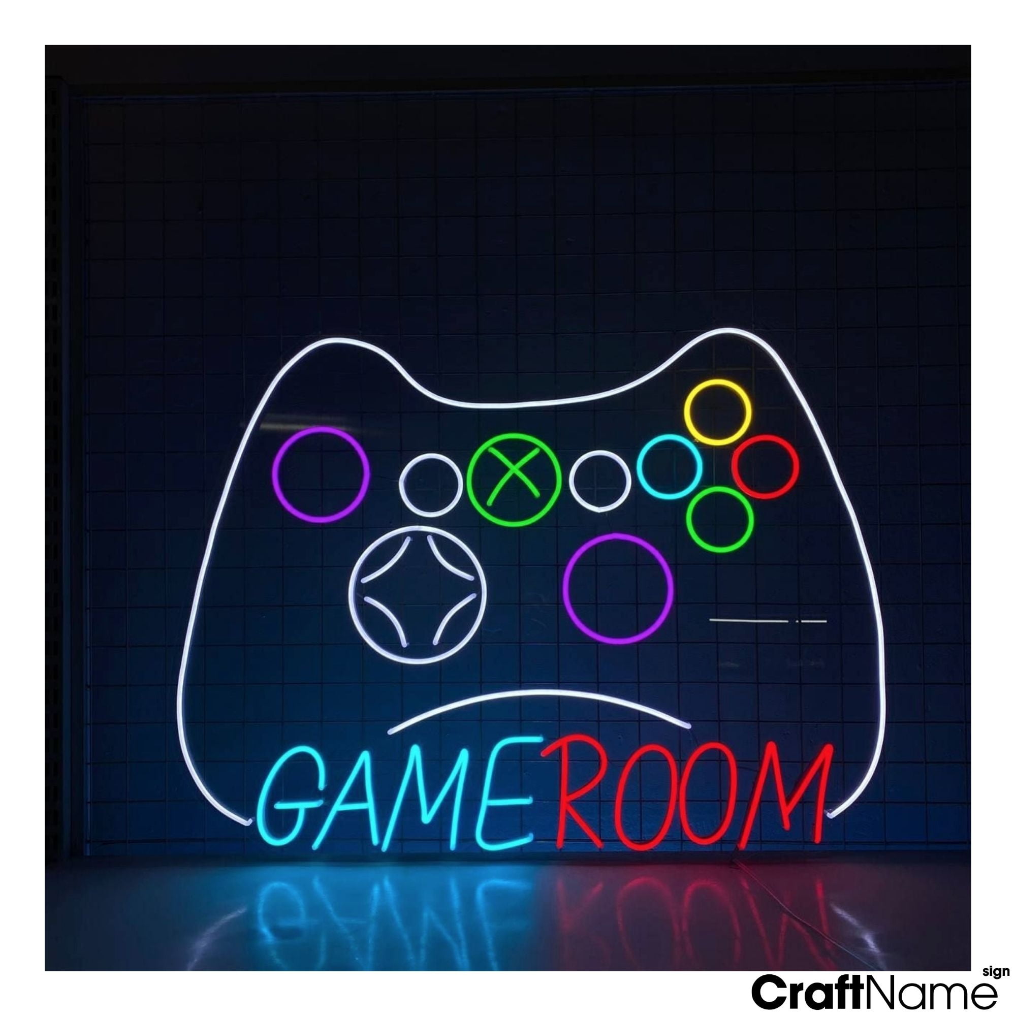 Craftnamesign Game Room Neon Light Up, Game Club Wall Art, Controller ...