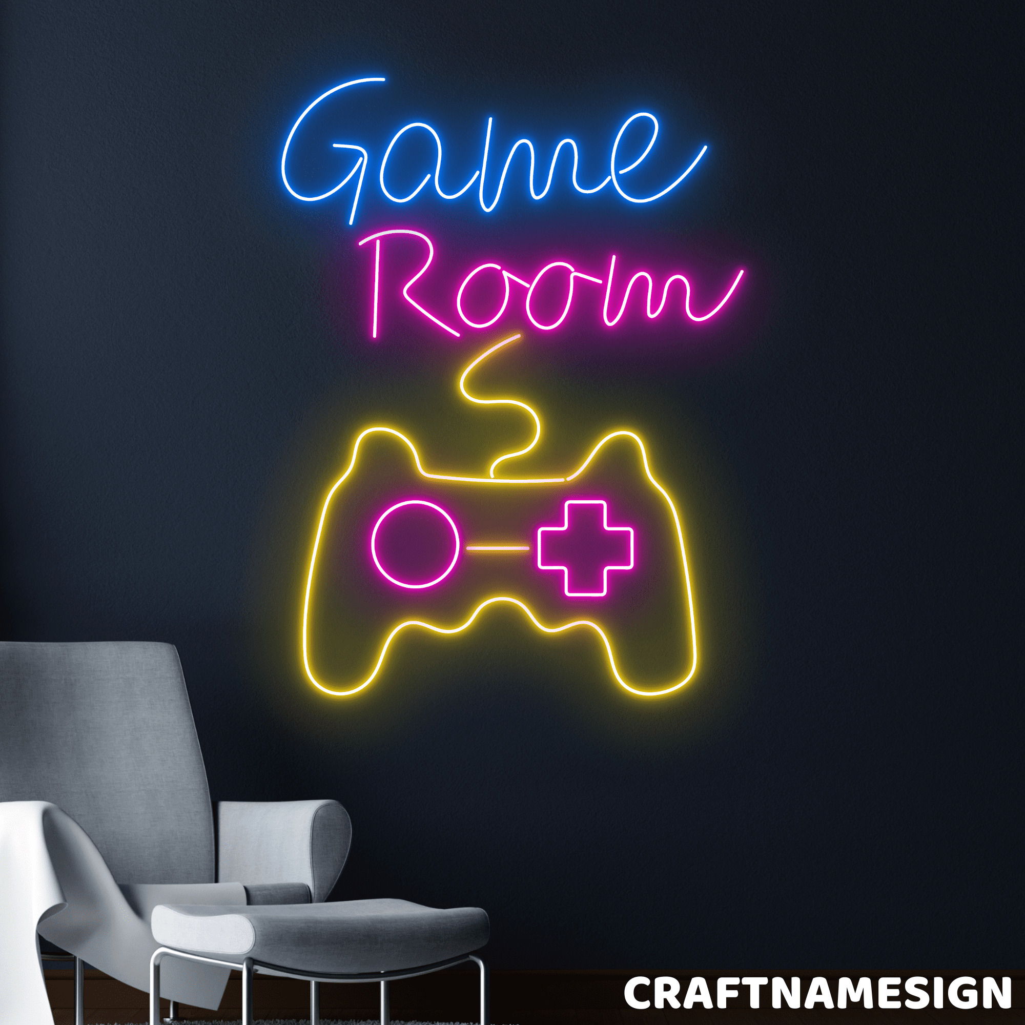 Craftnamesign Game Room Neon Sign, Game Zone Wall Art, Video Game Wall ...