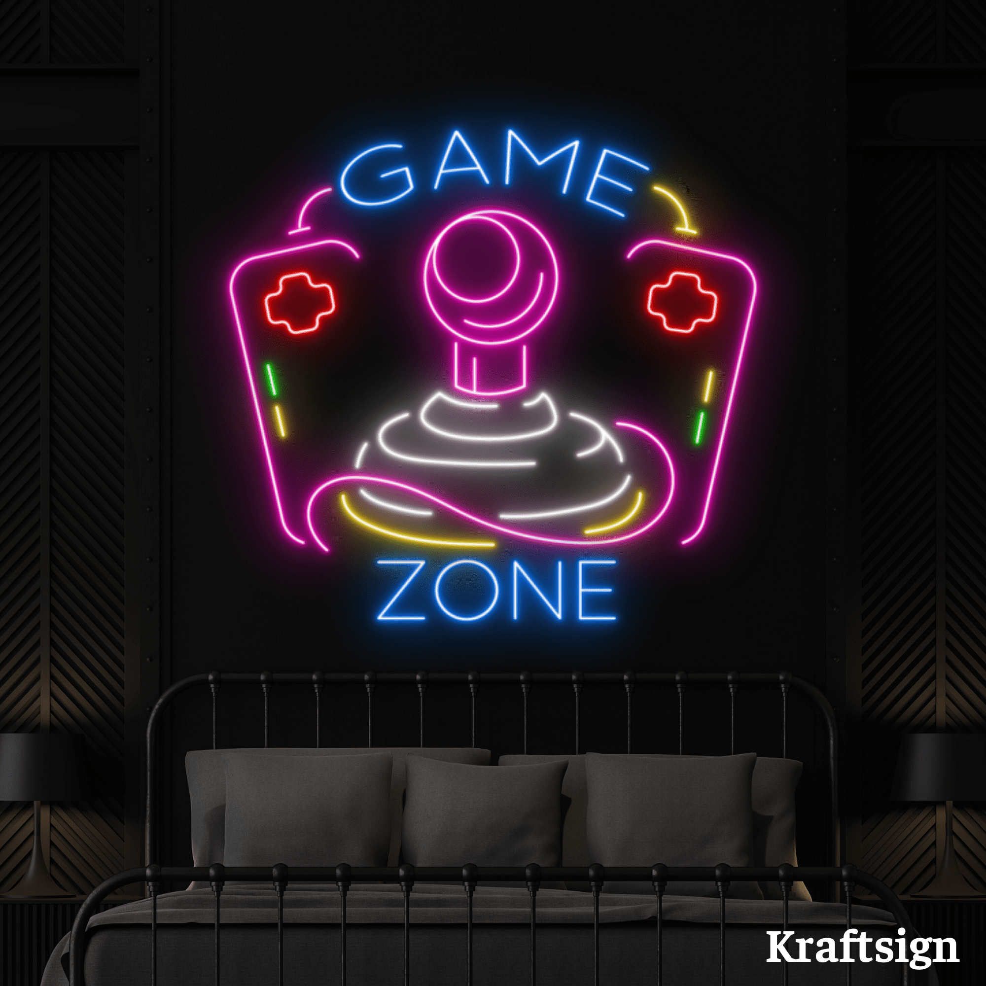 Craftnamesign Game Zone Neon Sign, Game Club LED Sign, Game Room Deco ...