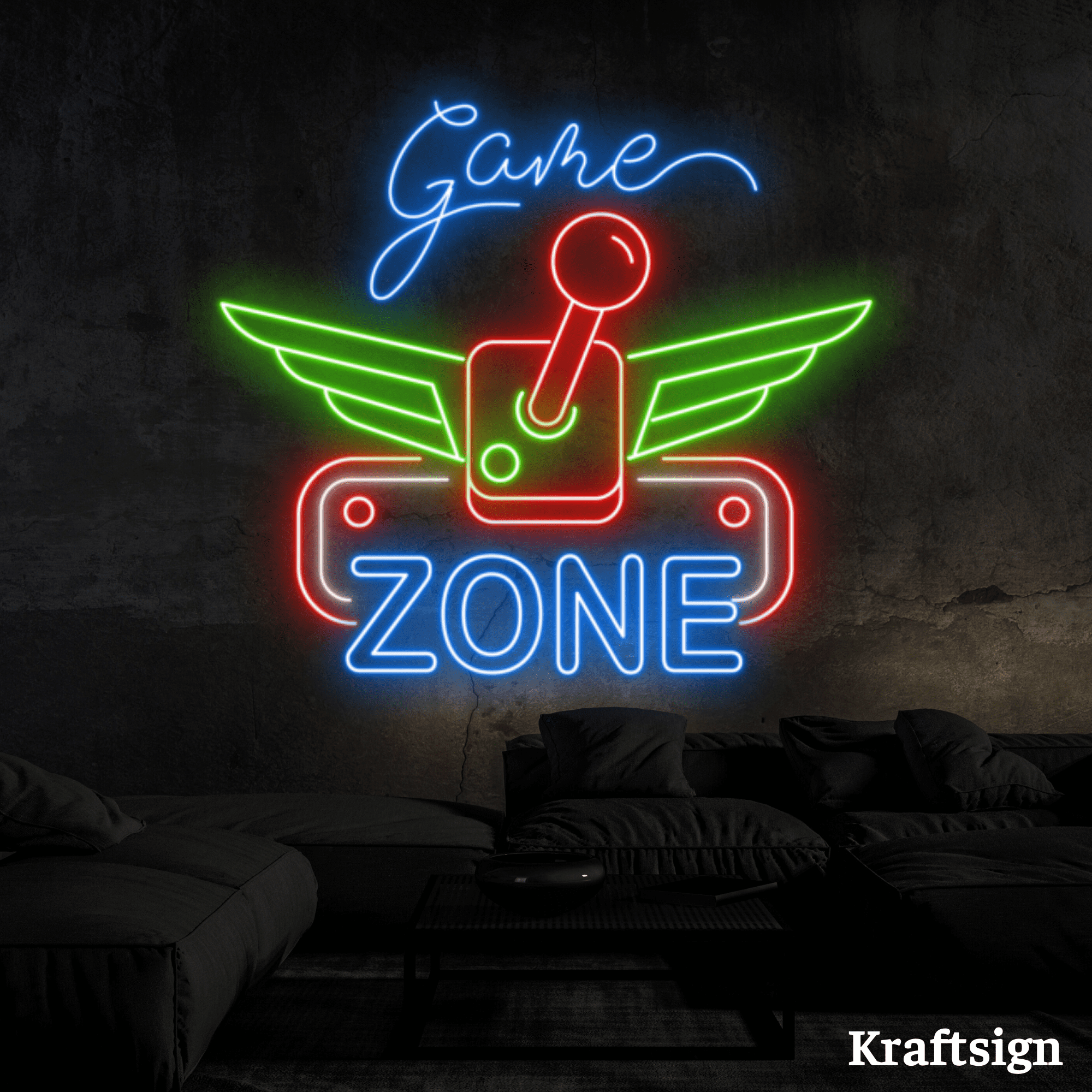 Craftnamesign Game Zone Neon Sign, Gamer Room Decor, Game Club LED ...