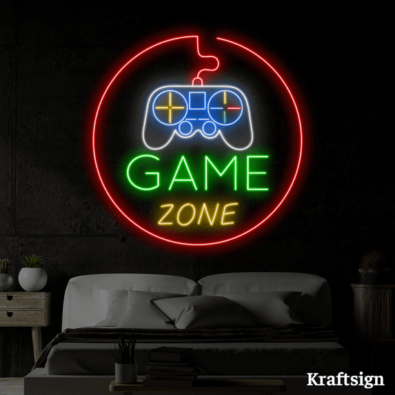 Craftnamesign Game Zone Neon Sign, Men Cave Decor, Game Zone LED Signs ...