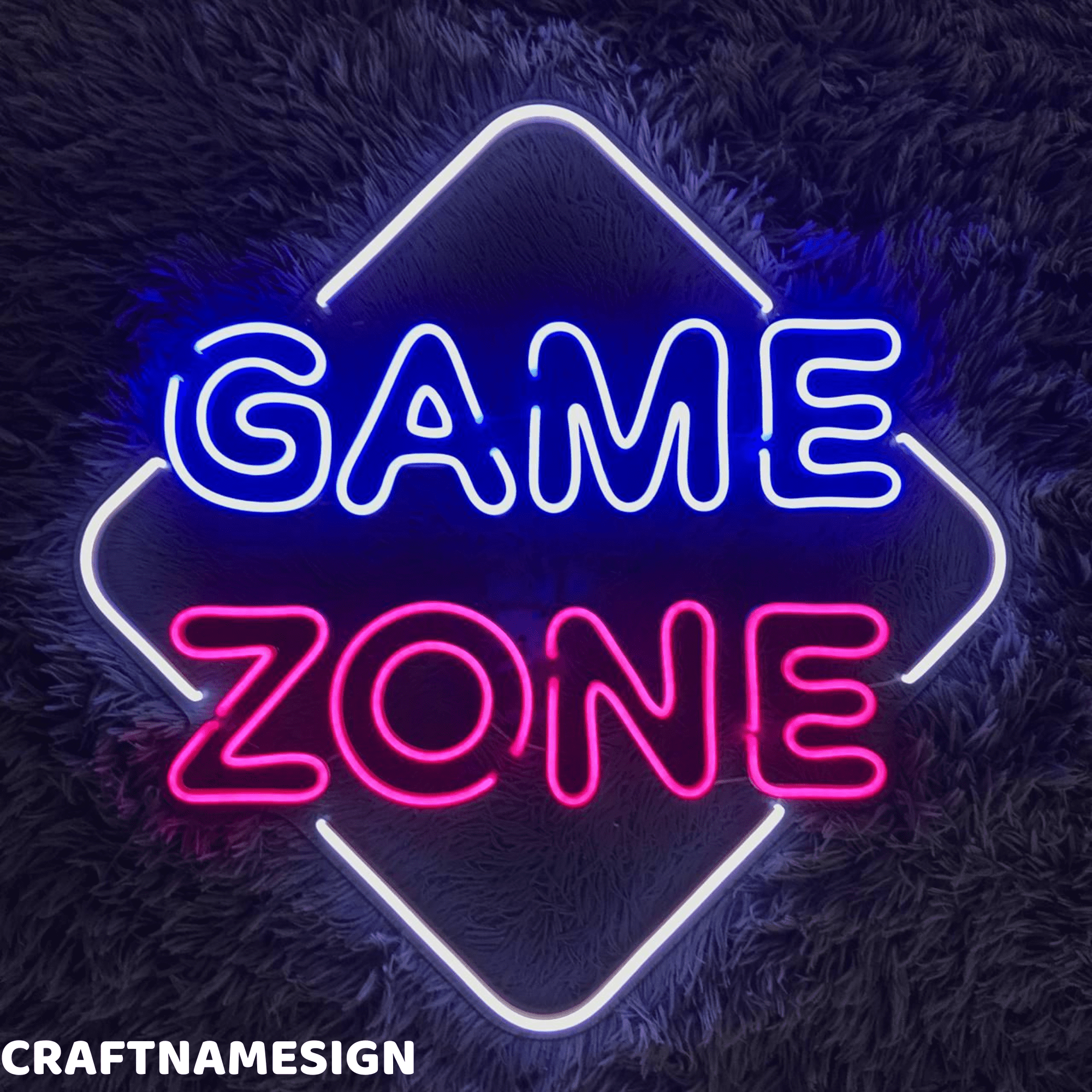 Craftnamesign Game Zone Neon Sign, Play Game Room Wall Art, Game Club ...