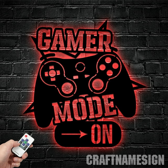 Craftnamesign Gamer Name Sign Wall Art LED Light, Gamer Room Sign ...