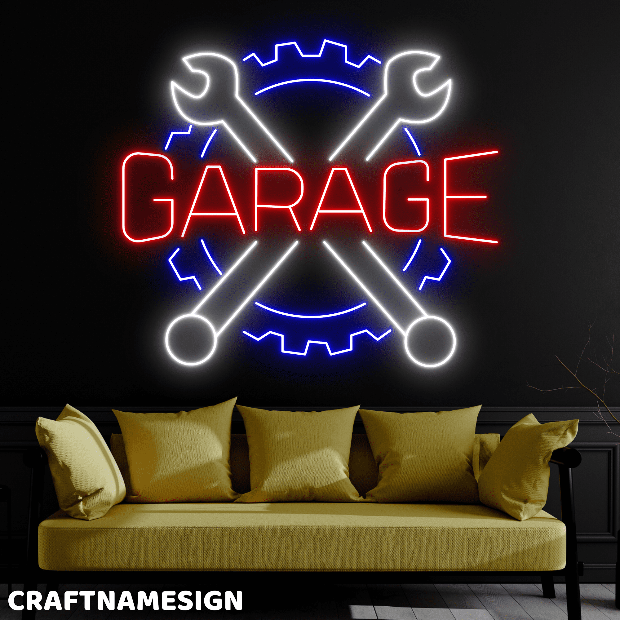 Craftnamesign Garage Neon Sign, Home Garage Wall Sign, Auto Repair Wall ...