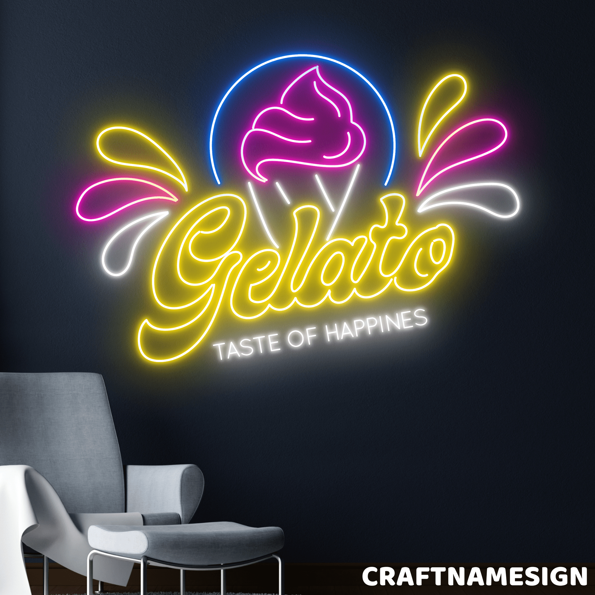 Craftnamesign Gelato Neon Sign, Ice Cream Store Wall Decor, Welcome ...