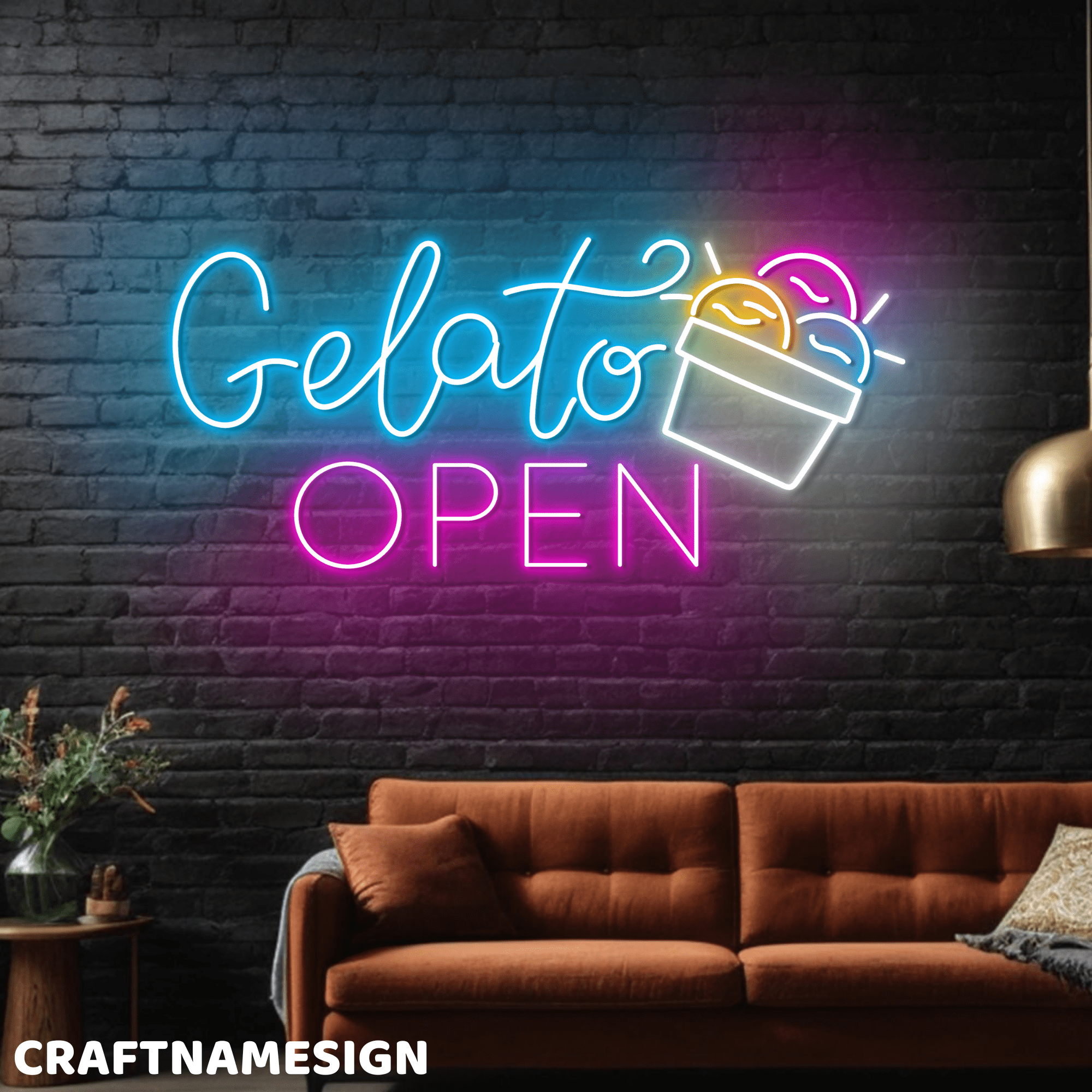 Craftnamesign Gelato Open Neon Light For Wall Decor, Welcome Sign Shop ...
