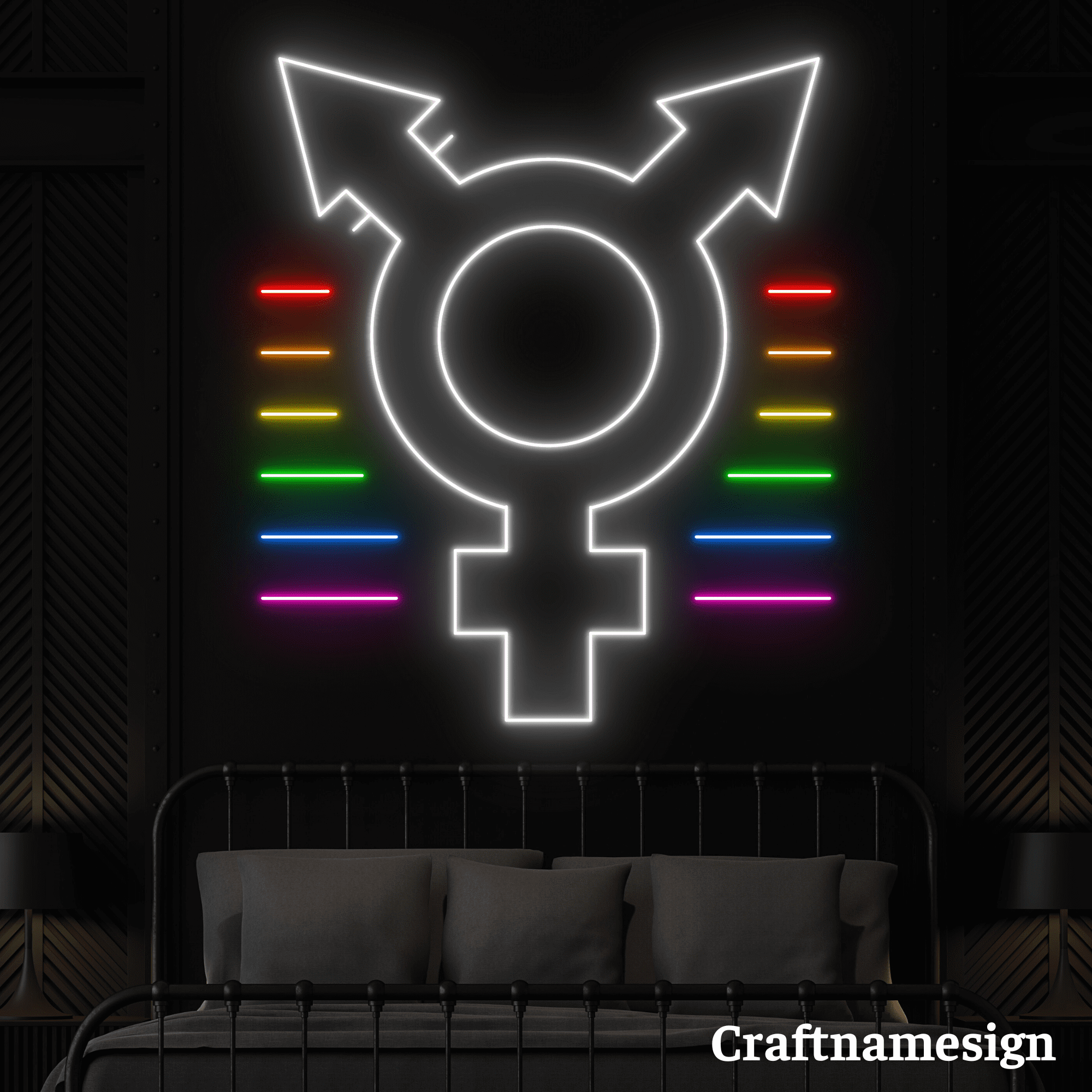 Craftnamesign Gender Symbol And Rainbow Flag Neon Sign for Bedroom Bar ...