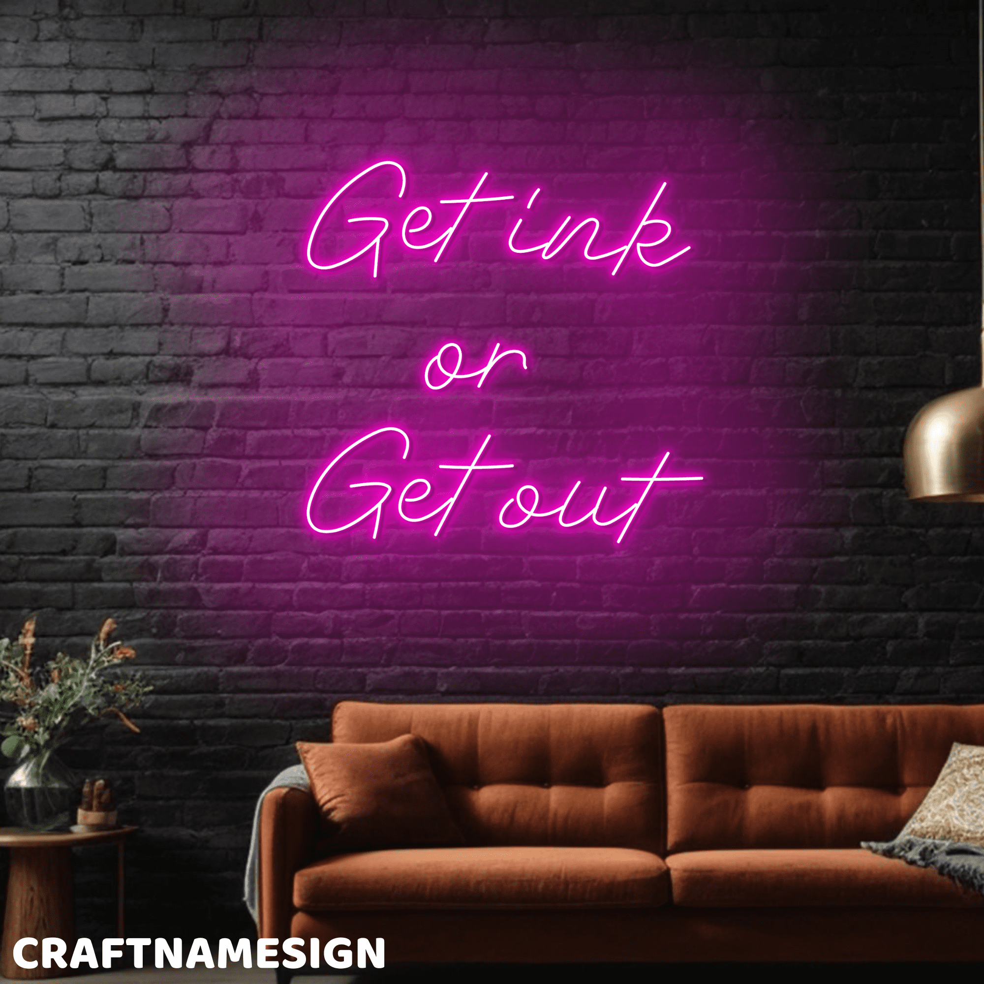Craftnamesign Get Ink Or Get Out Neon Sign, Tattoo Studio Wall Art ...