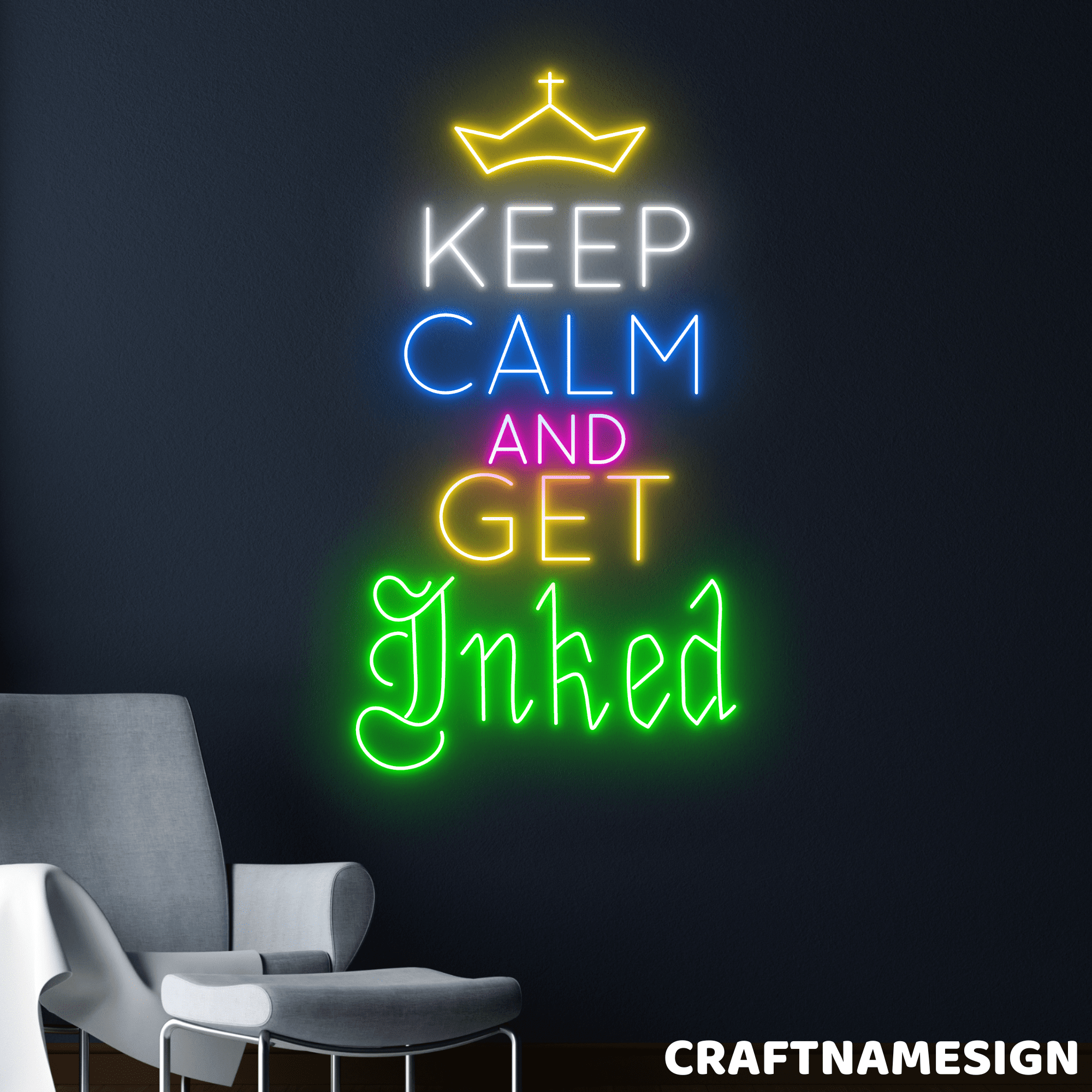 Craftnamesign Get Inked Neon Sign, Tattoo Studio Wall Art, Ink Tattoo ...
