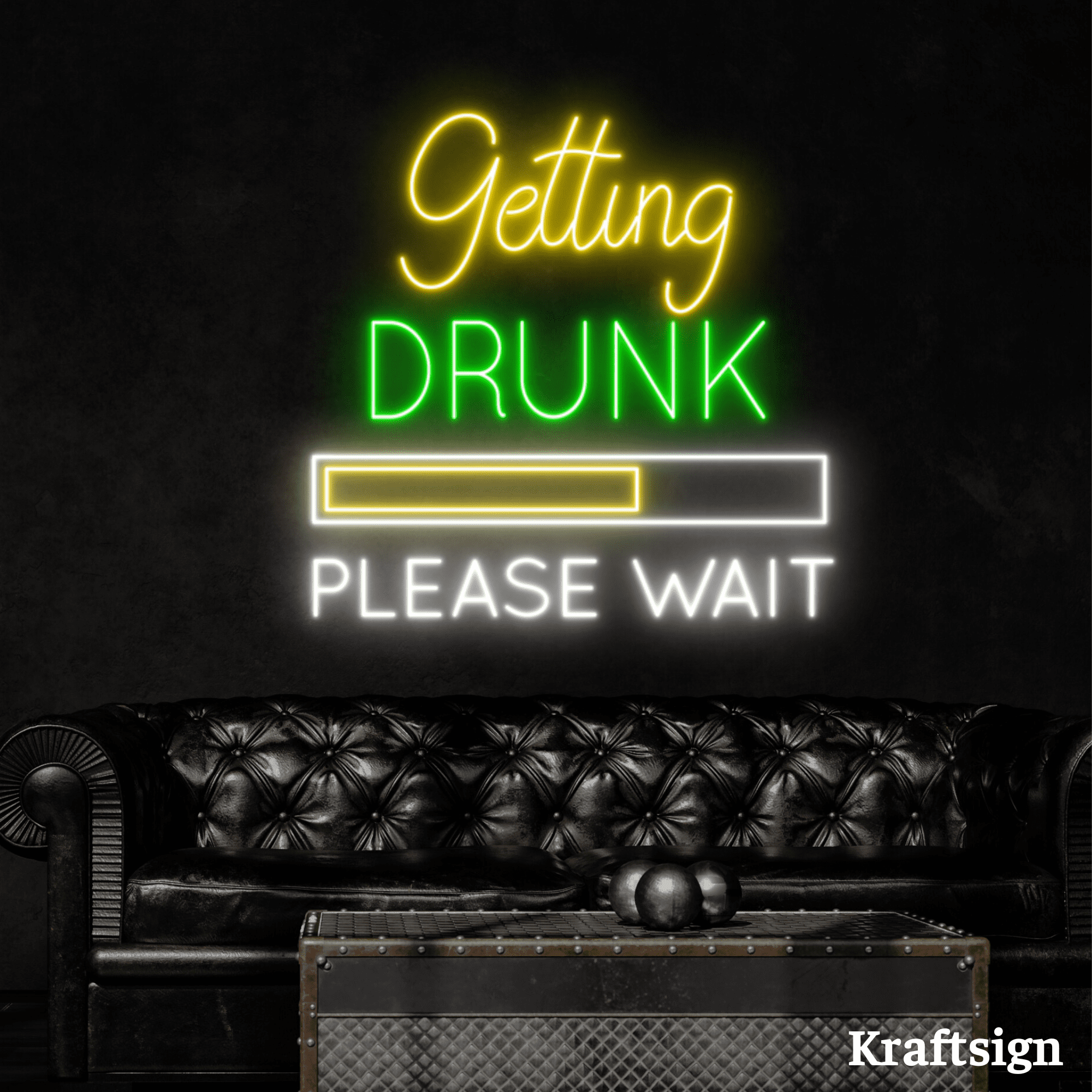 Craftnamesign Getting Drunk Please Wait Neon Sign, Beer Restaurant ...