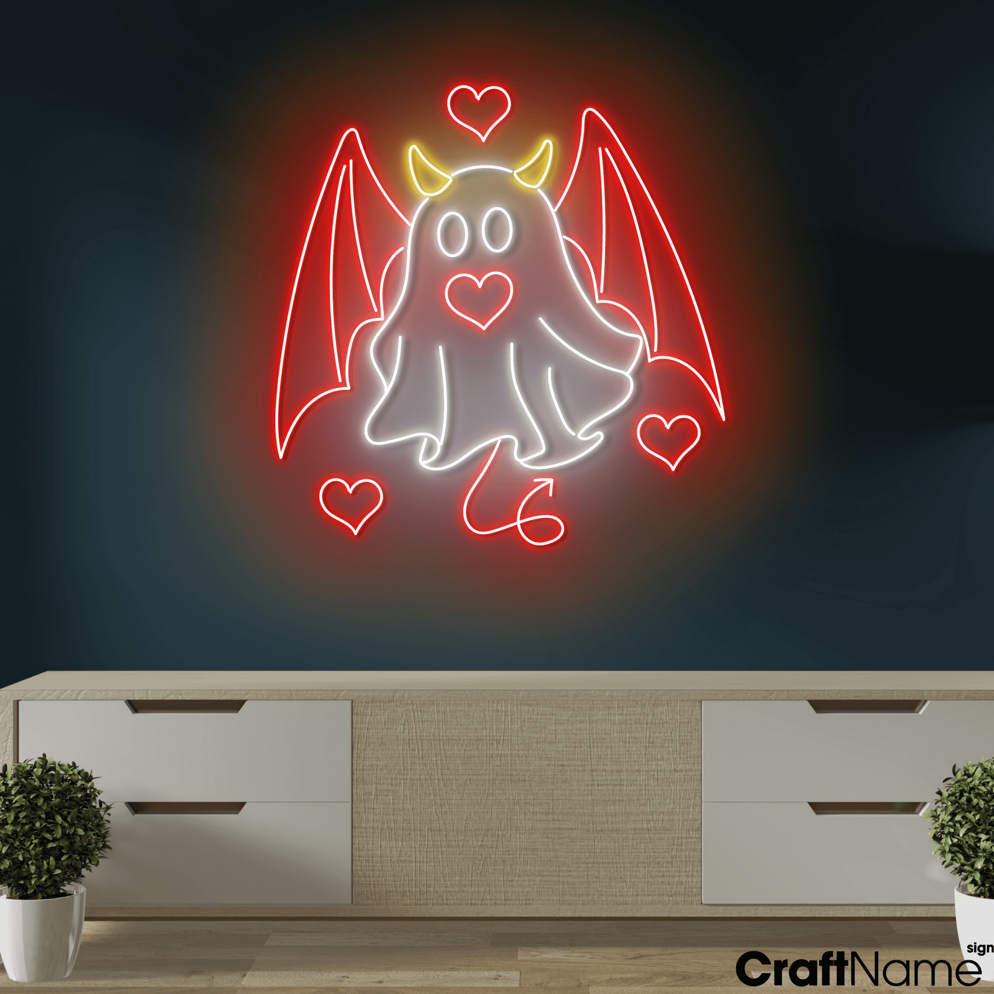 Craftnamesign Ghost Devil Love Neon Light For Store Halloween Holiday ...