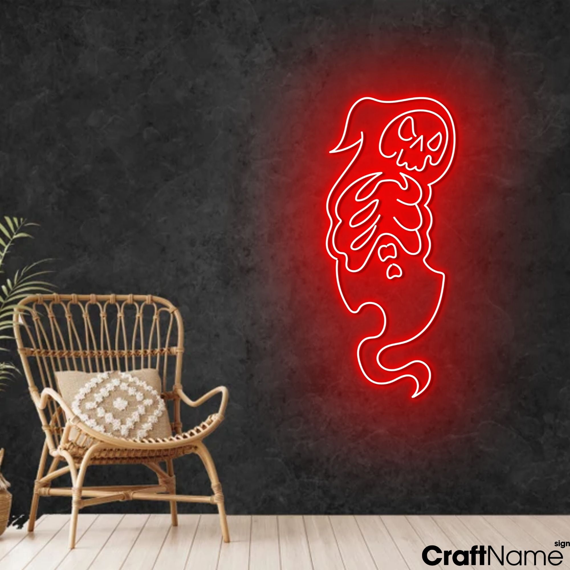 Craftnamesign Ghost Neon Sign Decor, LED Light For Day Of The Dead Wall ...