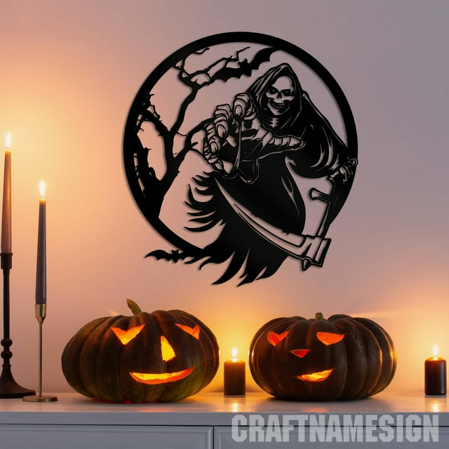 Craftnamesign Ghostface Halloween Metal Wall Art With Led Lights, Ghost ...