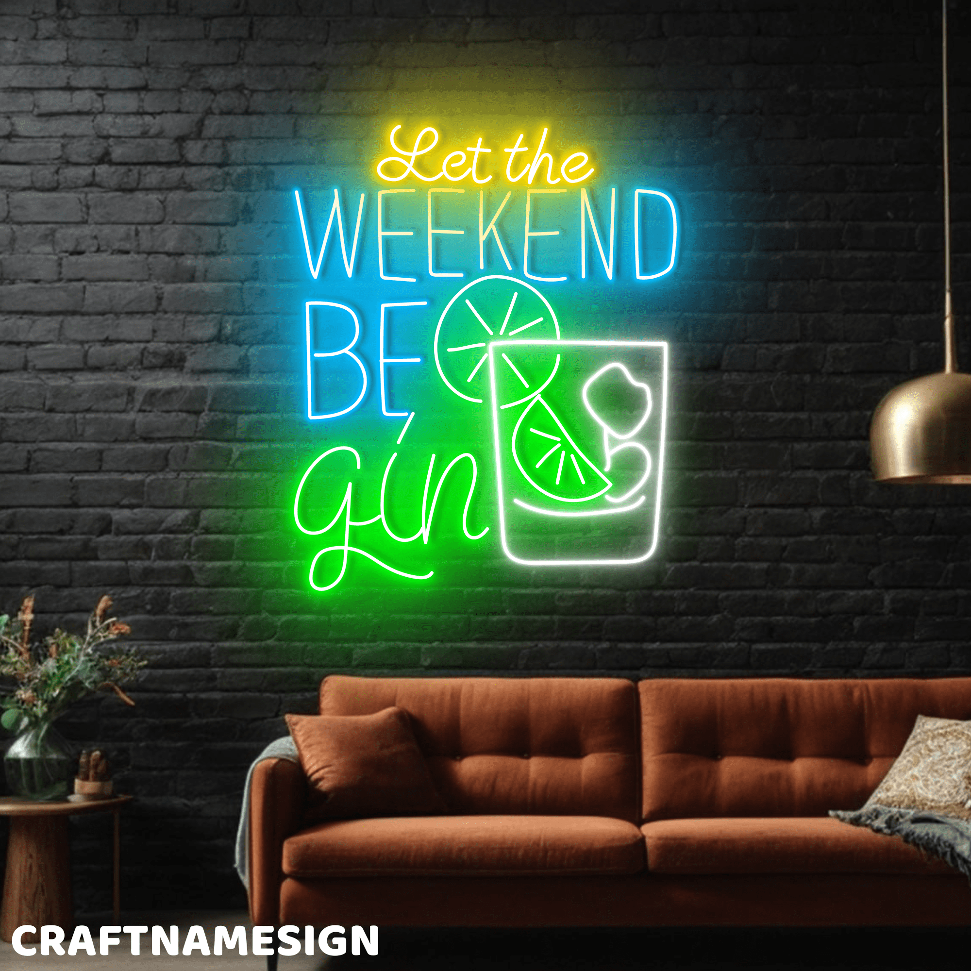 Craftnamesign Gin Neon Sign, Bar Pub Store Wall Art, Cocktail Wall ...