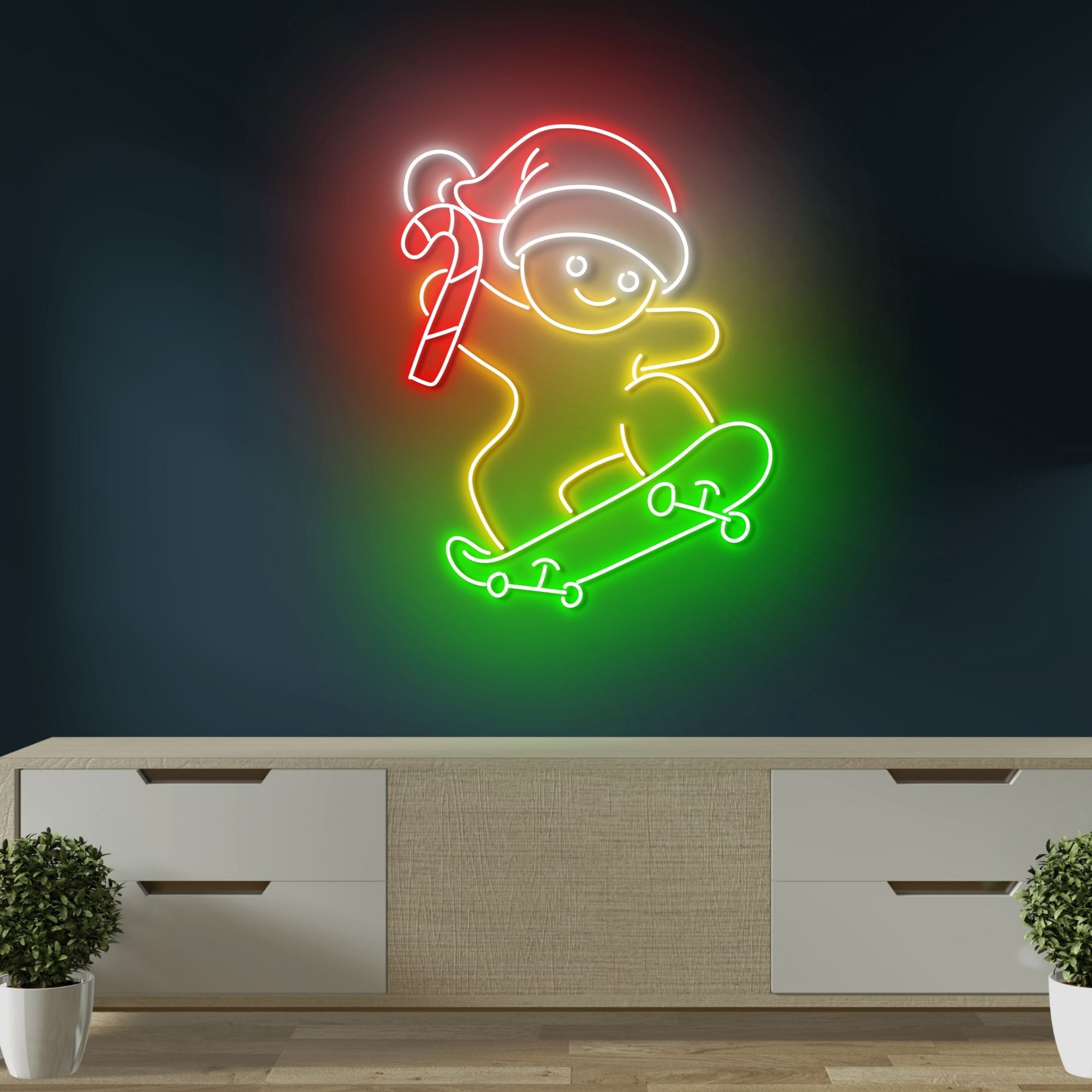 Craftnamesign Gingerbread Skateboarding Neon Light, Gingerbread Man ...