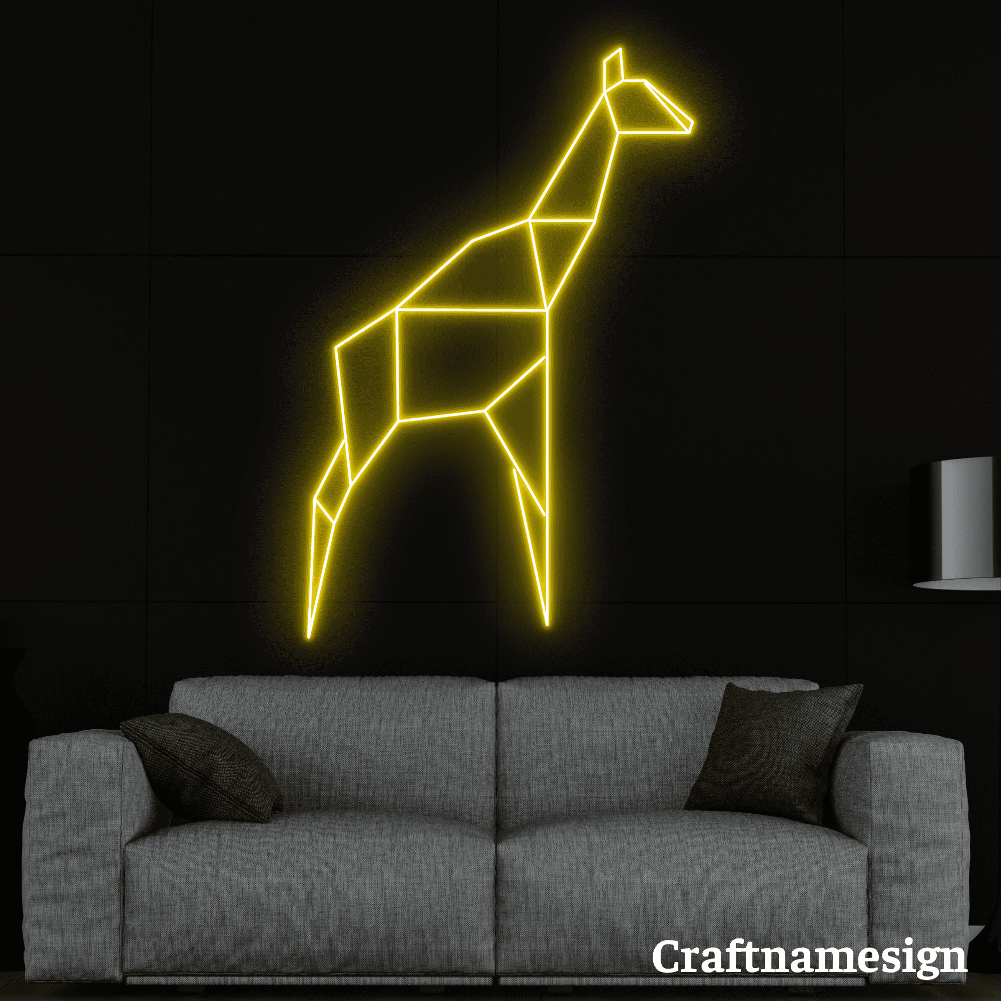 Craftnamesign Giraffe Geometric Neon Sign for Kid Room Nursery Bedroom ...