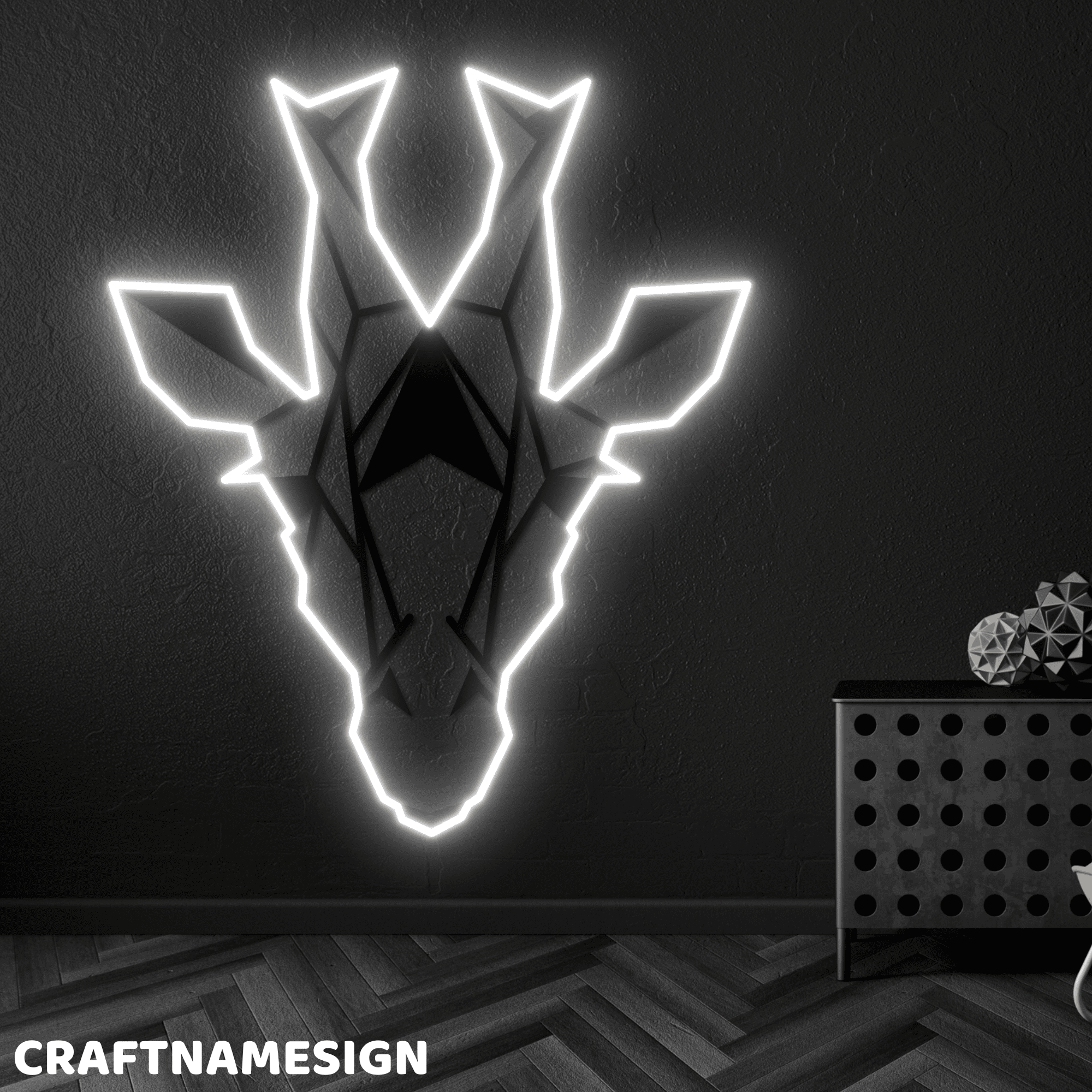 Craftnamesign Giraffe Neon Decal, Living Room Wall Art, Zoo Theme Wall ...