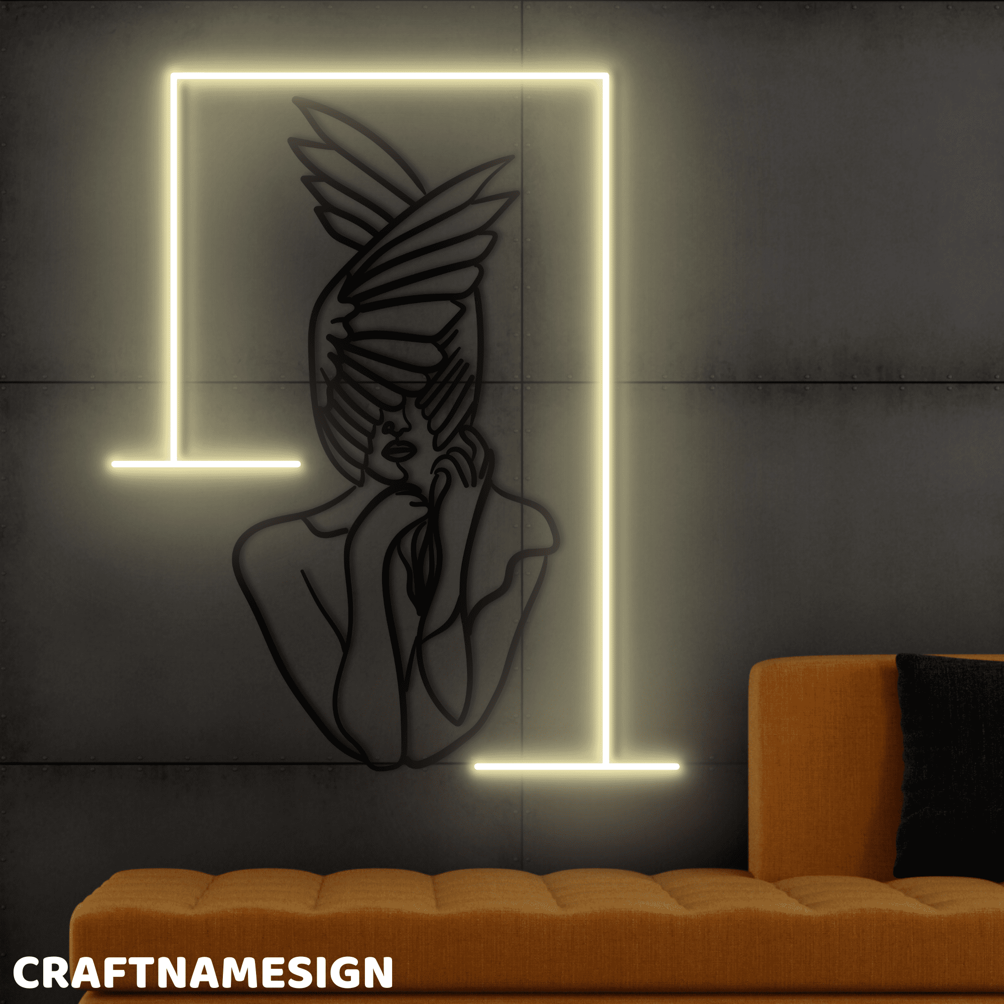 Craftnamesign Girl Bird Wings Neon Decal, Bedroom Wall Art, Girl Room ...