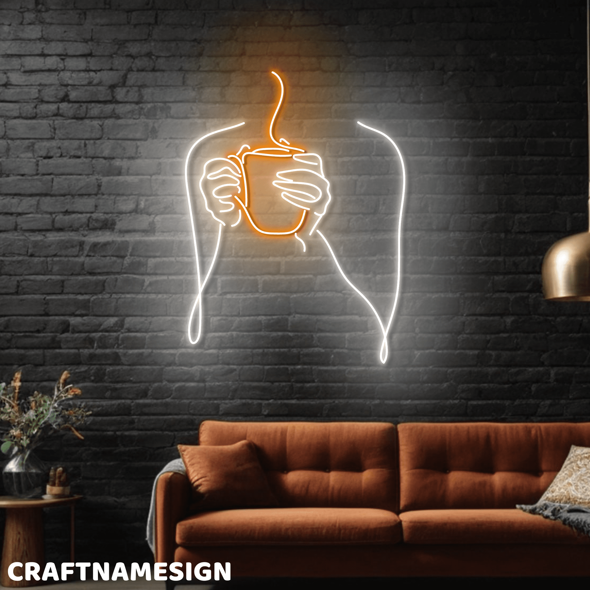 Craftnamesign Girl Coffee Line Art Neon Light, Coffee Led Sign For ...