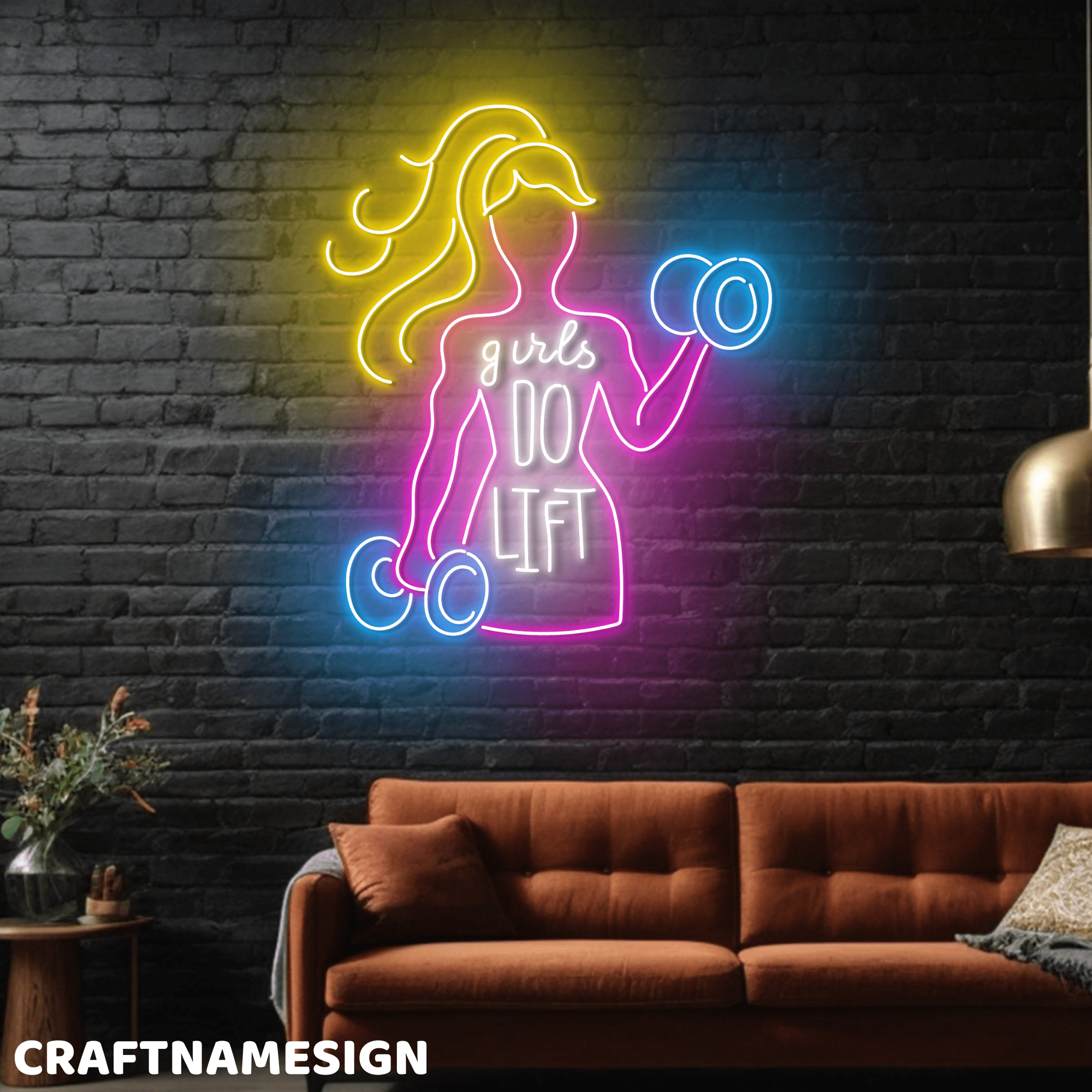 Craftnamesign Girl Do Lift Neon Light For Wall Decor, Fitness Studio ...