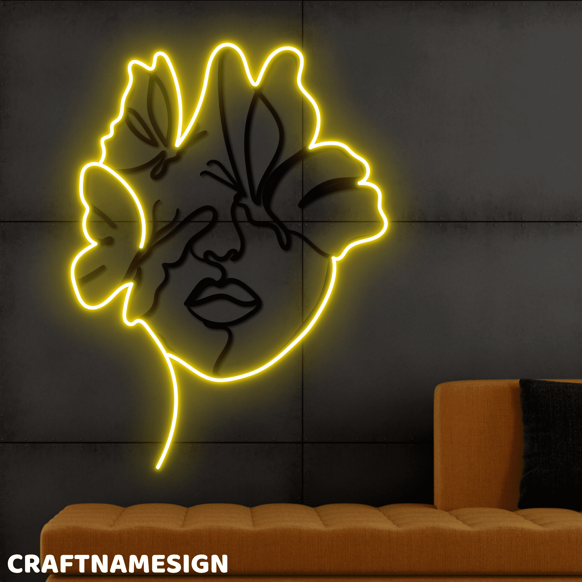 Craftnamesign Girl Face Artwork Neon Decal, Girl Room Wall Sign, Spa ...