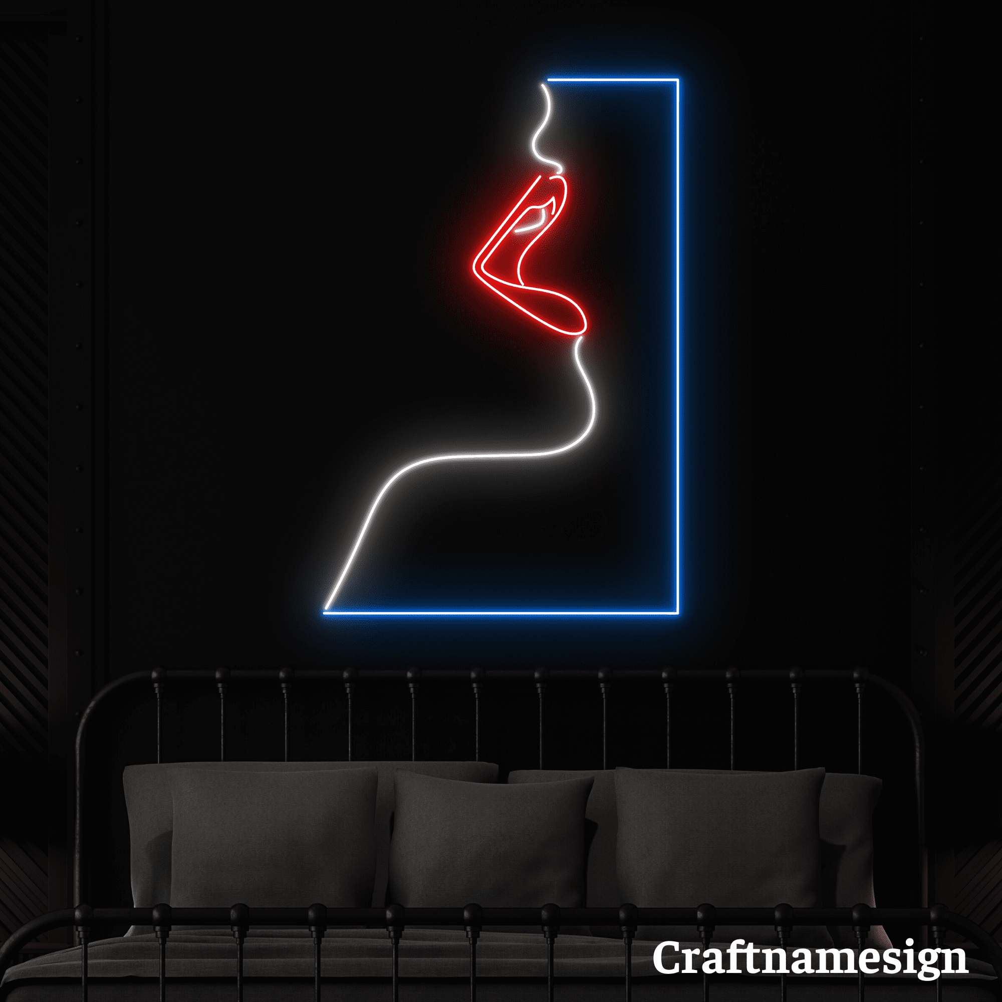 Craftnamesign Girl Face Line Art Neon Sign For Girl Room Bedroom Wall
